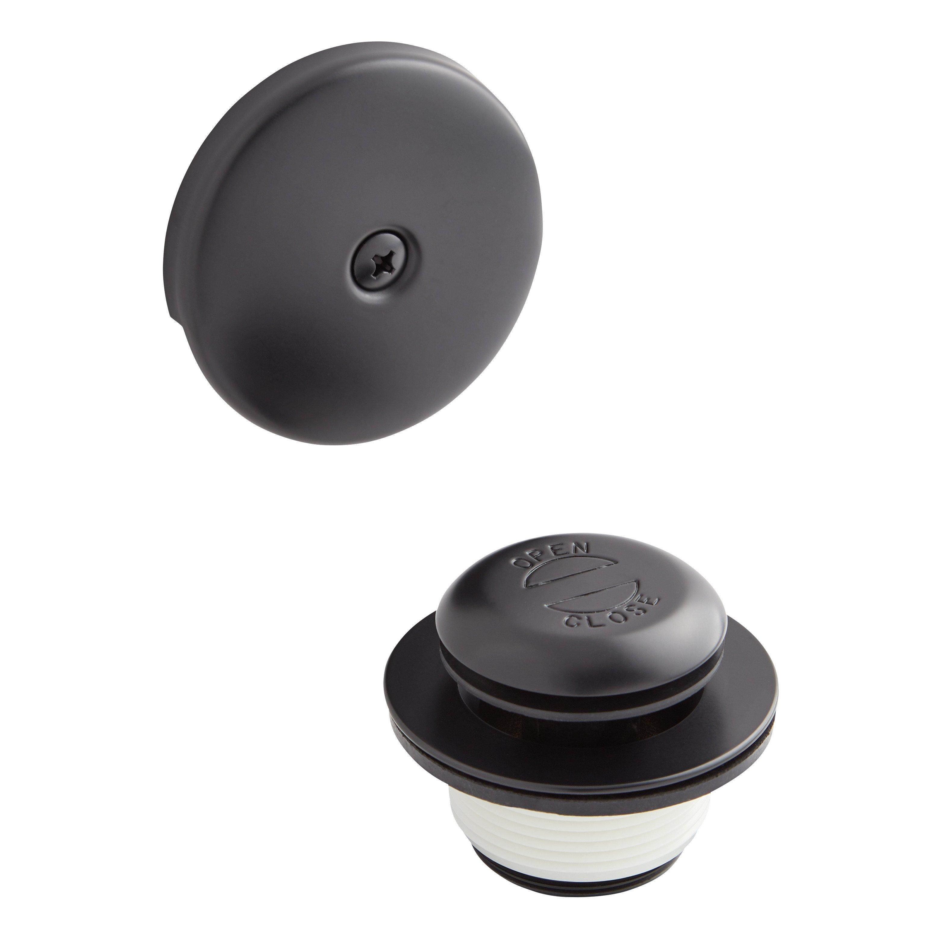 Alcove Tub Pop-Up Drain & Overflow Cover - Matte Black | Signature Hardware