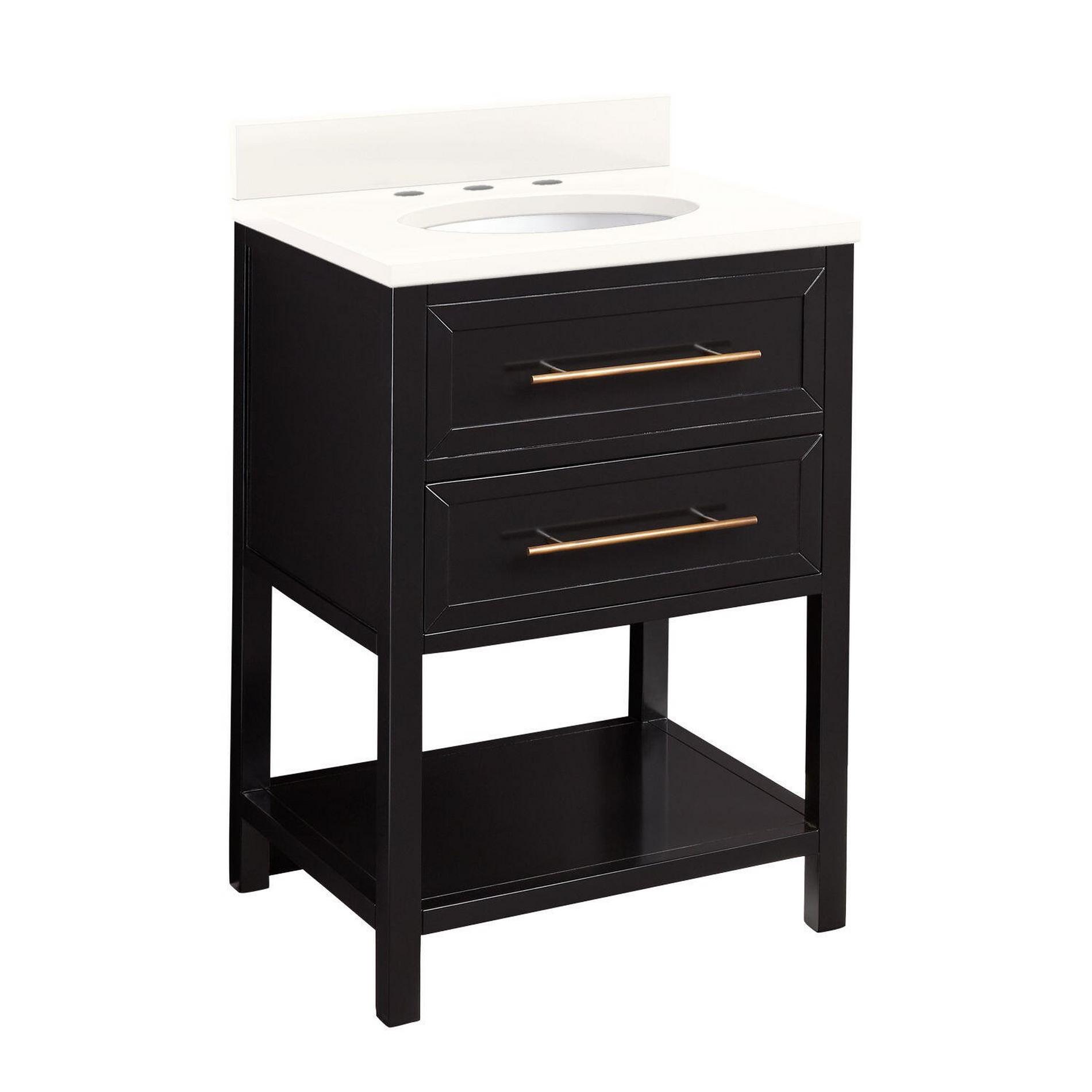 24" Robertson Console Vanity - Black - Oval Undermount - Arctic White ...