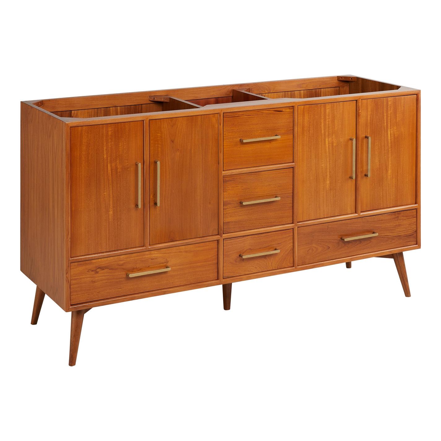 60" Novak Double Teak Vanity - Teak | Signature Hardware