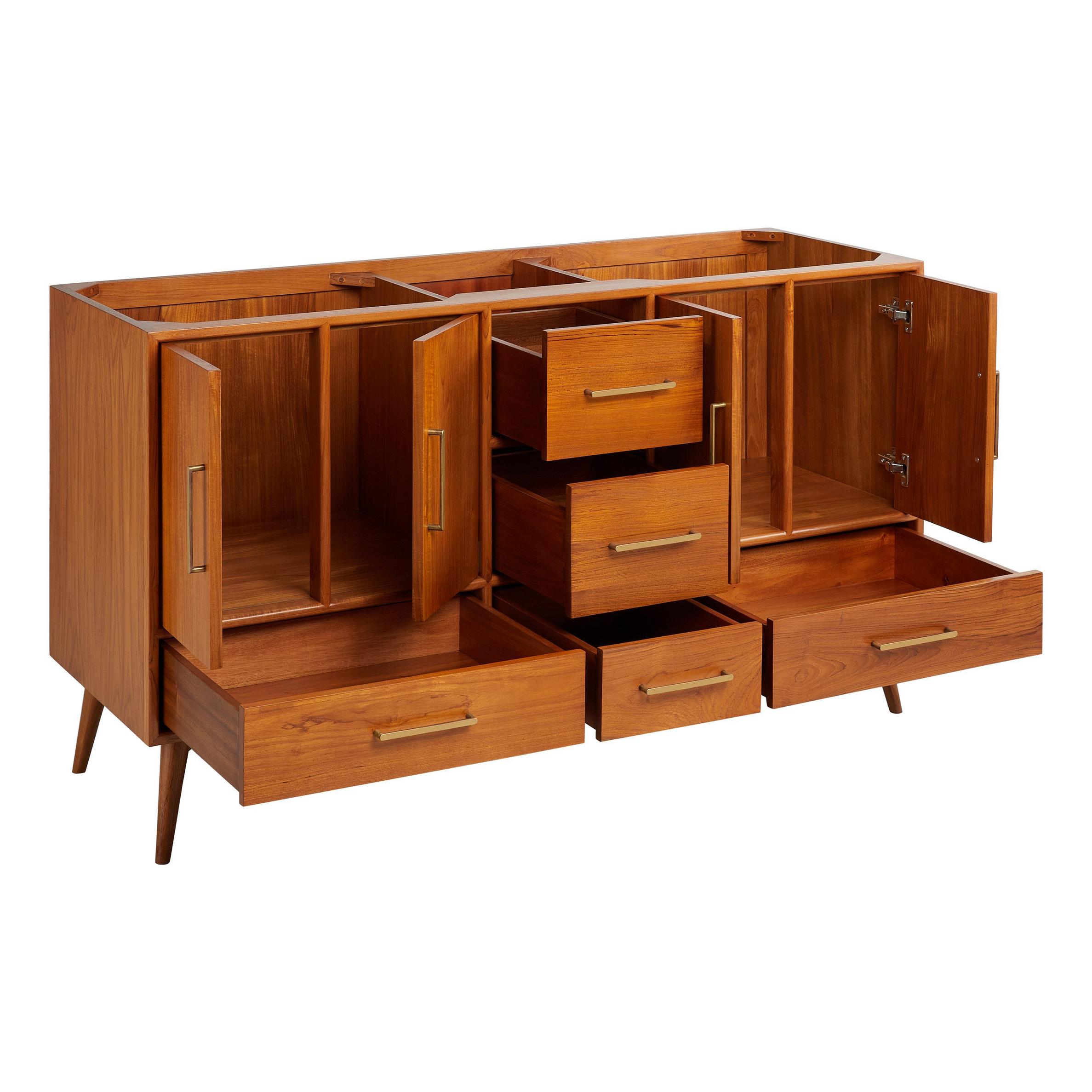 60" Novak Double Teak Vanity - Teak | Signature Hardware