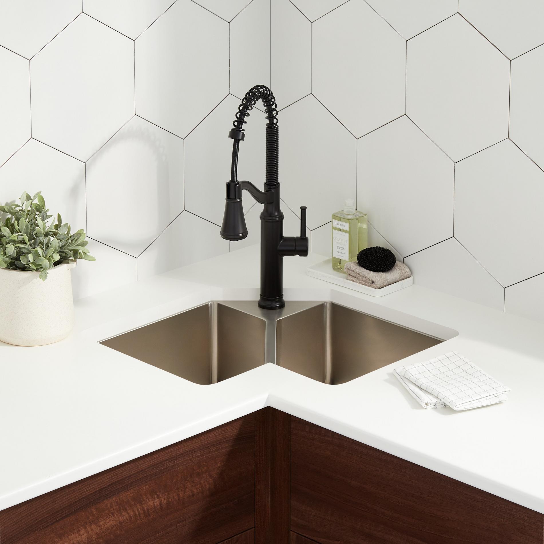 33" Infinite Corner Stainless Steel Undermount Sink | Signature Hardware