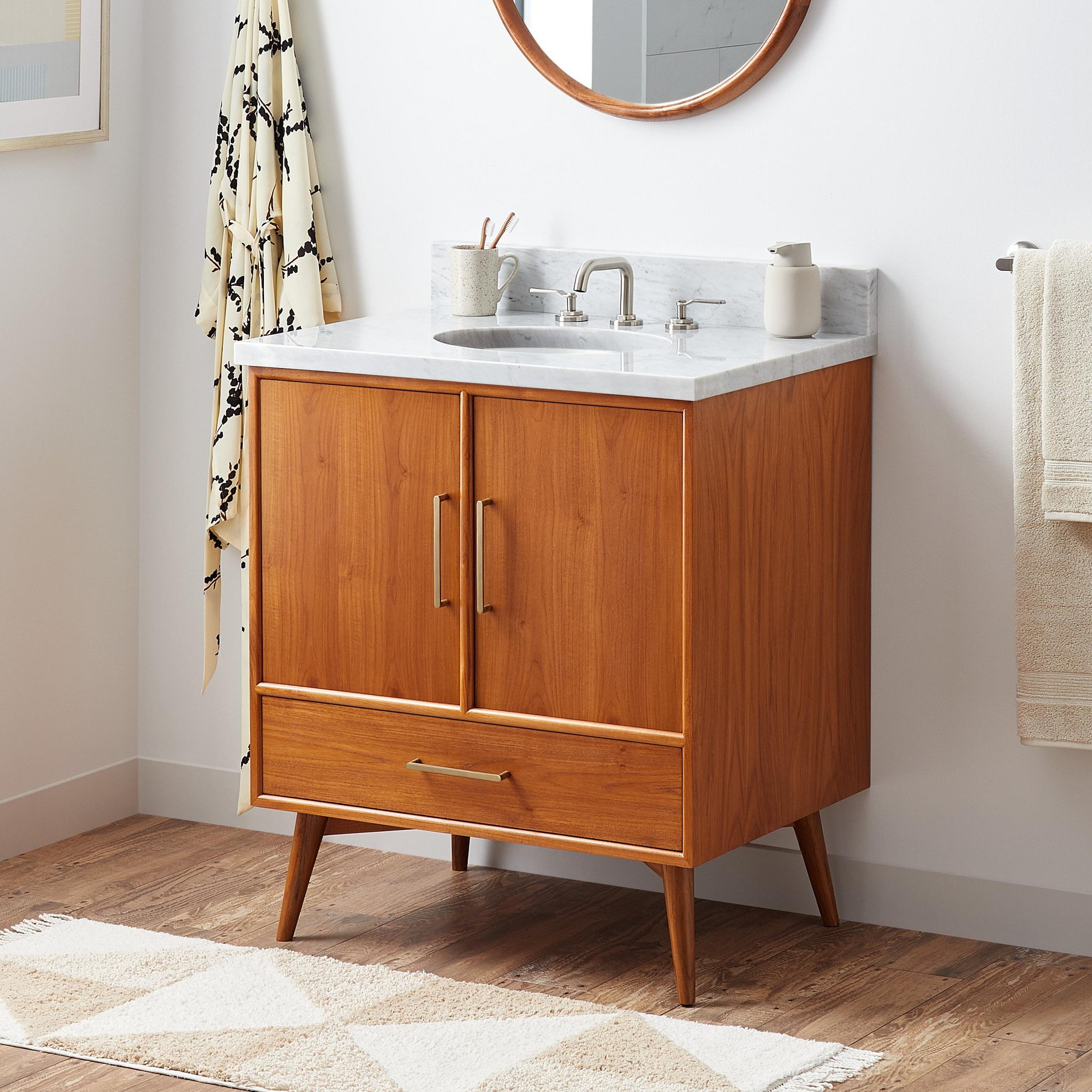 30" Novak Teak Vanity with Undermount Sink - Teak | Signature Hardware
