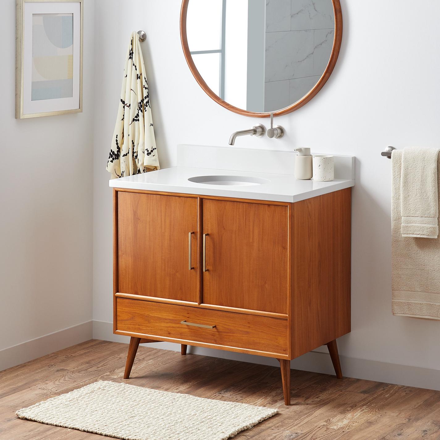 36" Novak Teak Vanity with Undermount Sink - Teak | Signature Hardware