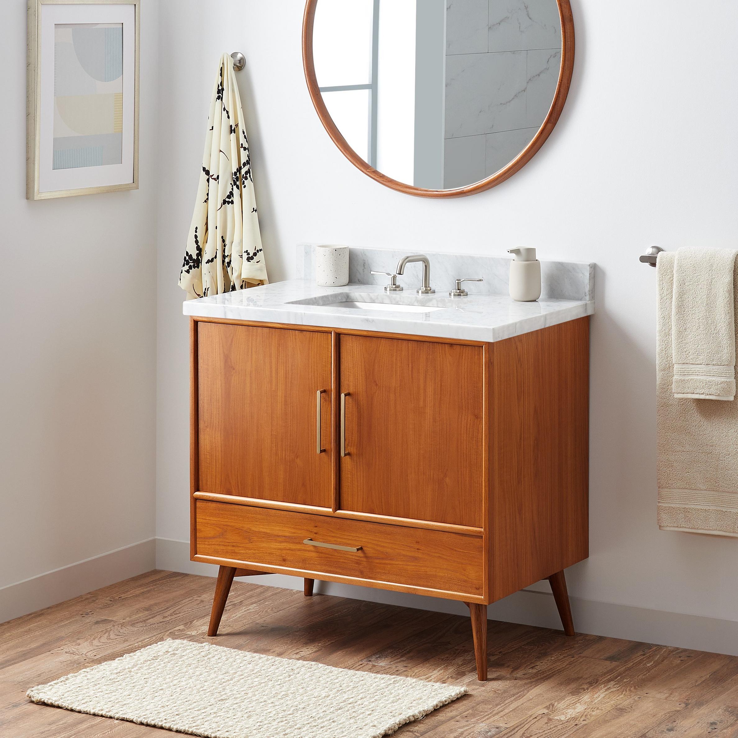 36" Novak Teak Vanity with Rectangular Undermount Sink - Teak ...