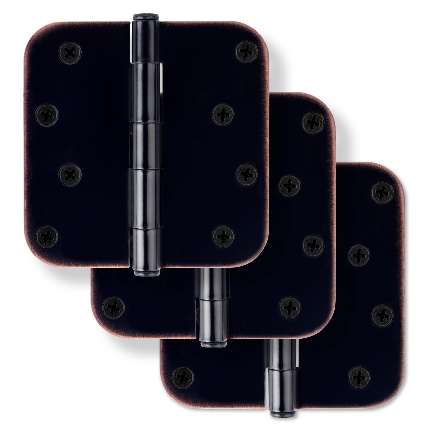 Rounded Steel Door Hinge With Plain Bearing - 3 Pack | Signature Hardware