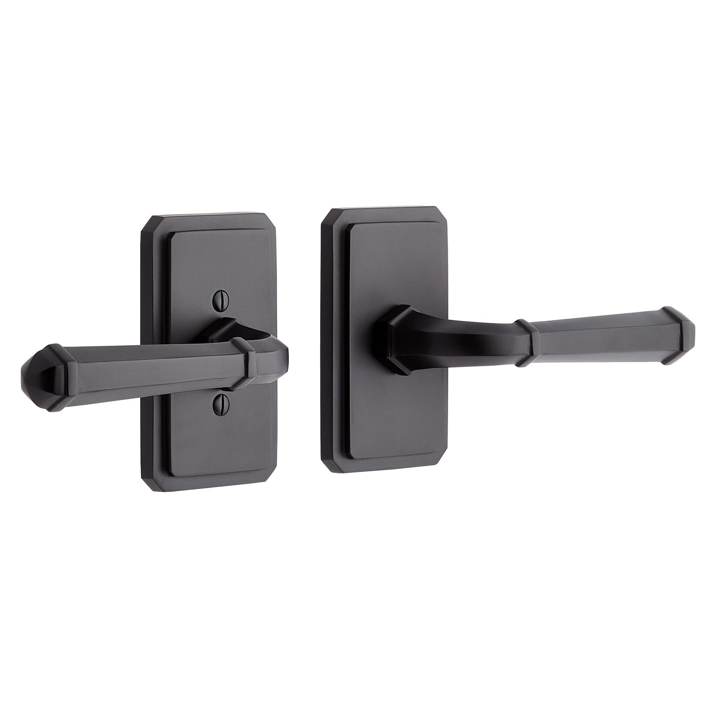 Matteen Solid Brass Interior Door Set - Lever Handle - Privacy - Left ...