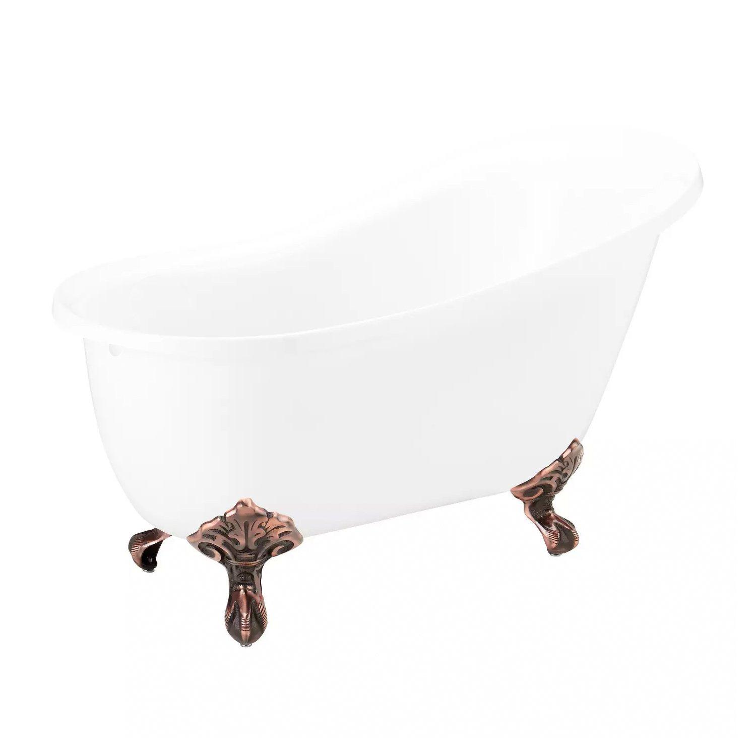 61" Ultra Acrylic Slipper Clawfoot Soaking Tub - White - Rolled Rim ...
