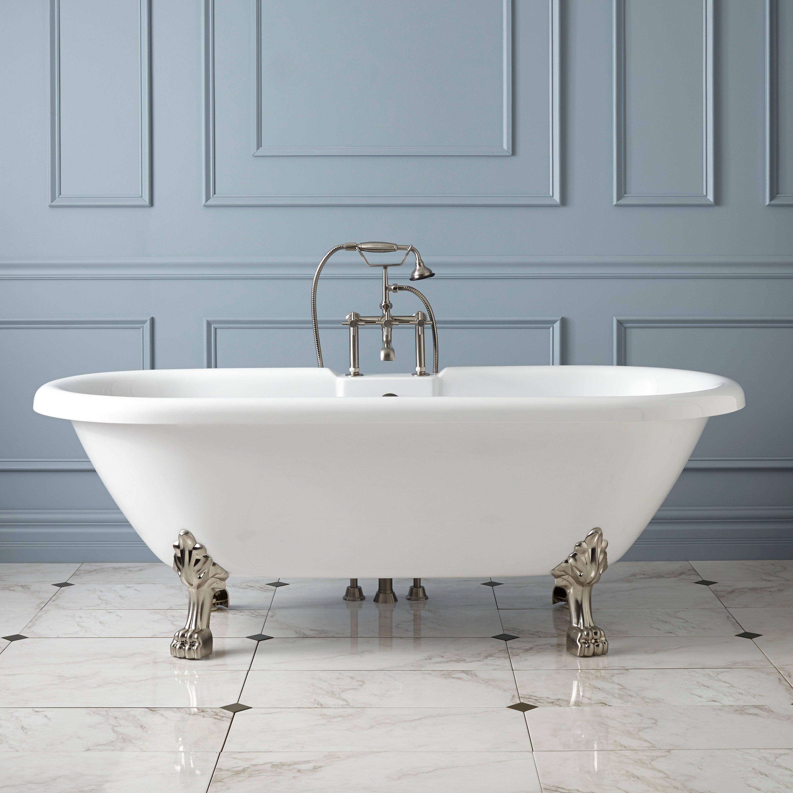 69" Audrey Acrylic Double-Ended Clawfoot Soaking Tub - White - ORB Lion ...