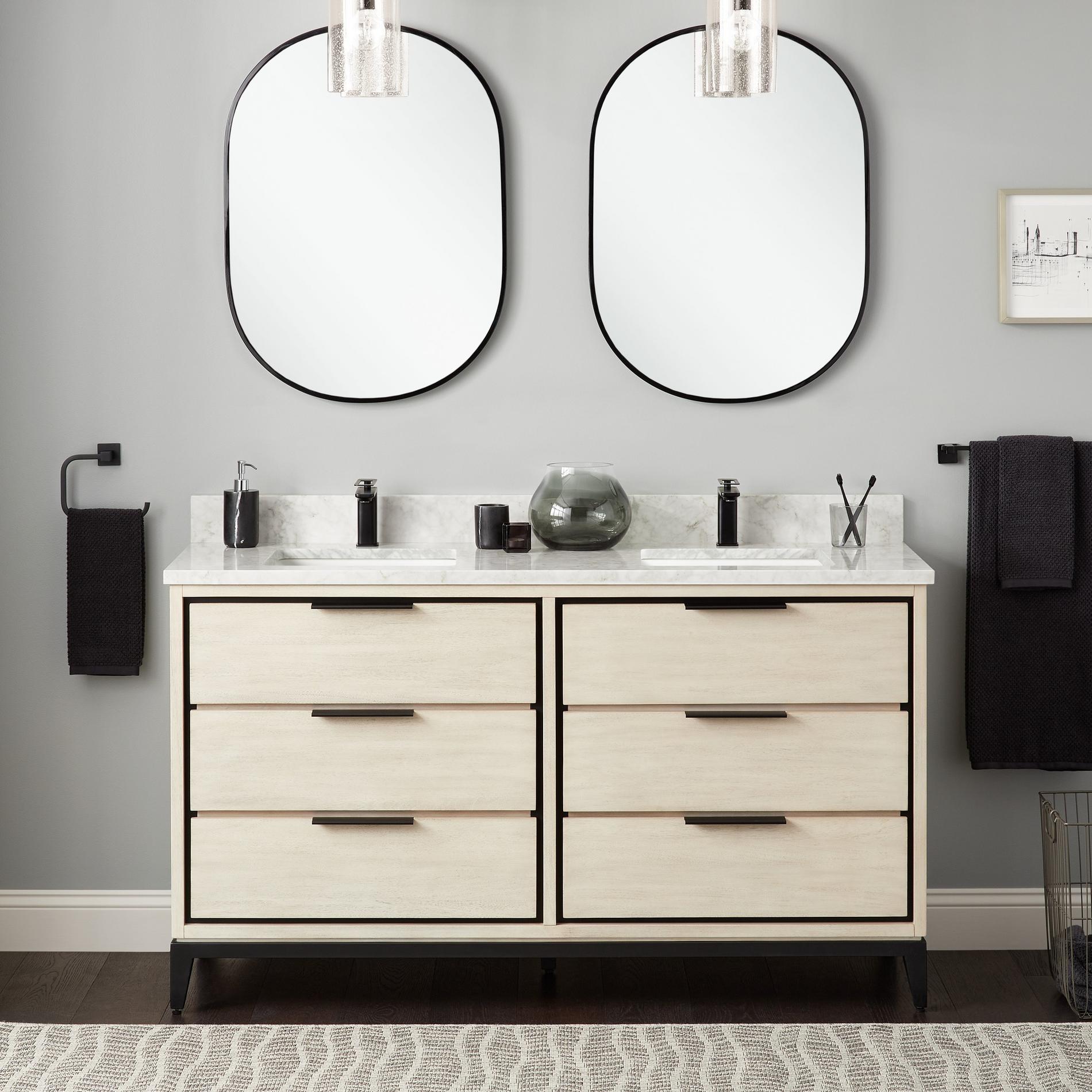 60" Hytes Mahogany Double Vanity With Rectangular Undermount Sinks ...