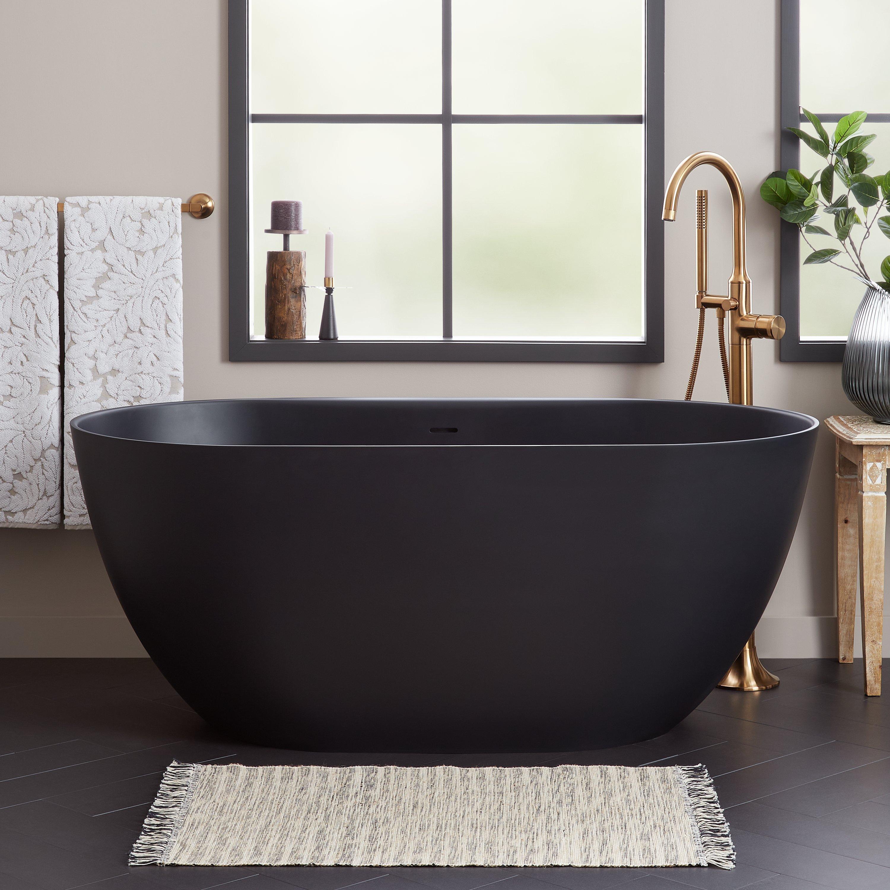 59 Catino Solid Surface Freestanding Tub Matte Black Finish