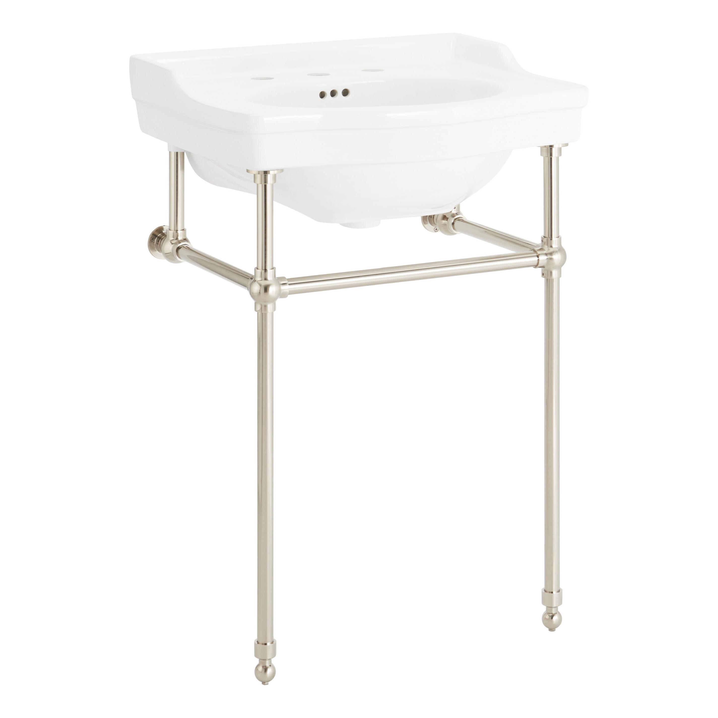 24" Cierra Console Sink with Brass Stand - Brushed Nickel | Signature ...