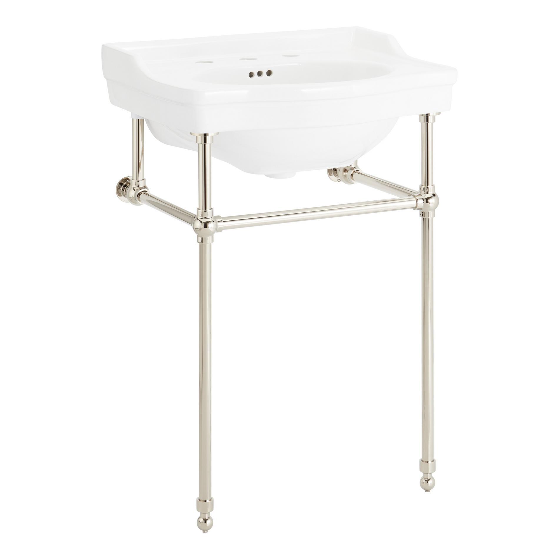 24" Cierra Console Sink with Brass Stand - Polished Nickel | Signature ...
