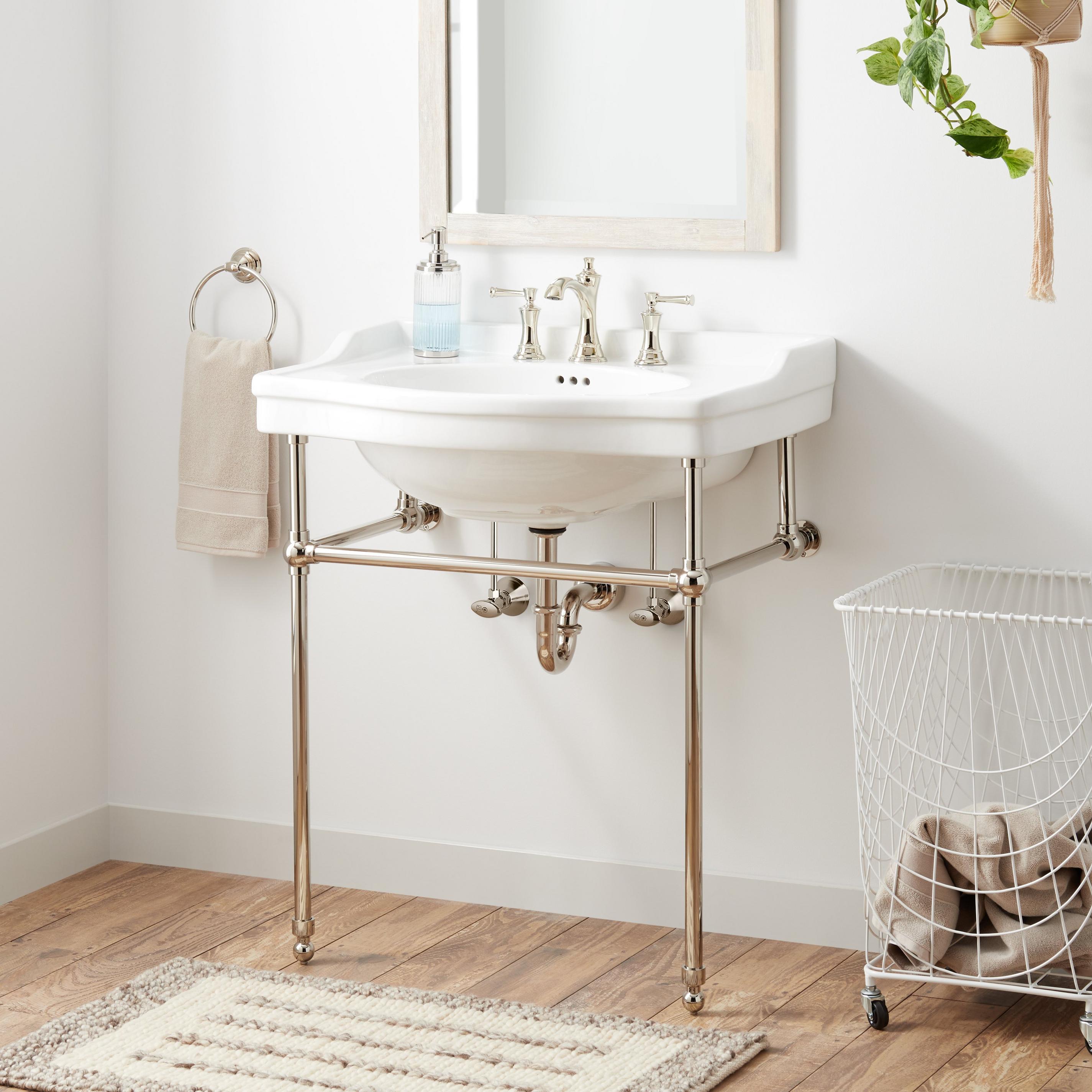 30" Cierra Console Sink with Brass Stand - Polished Nickel | Signature ...