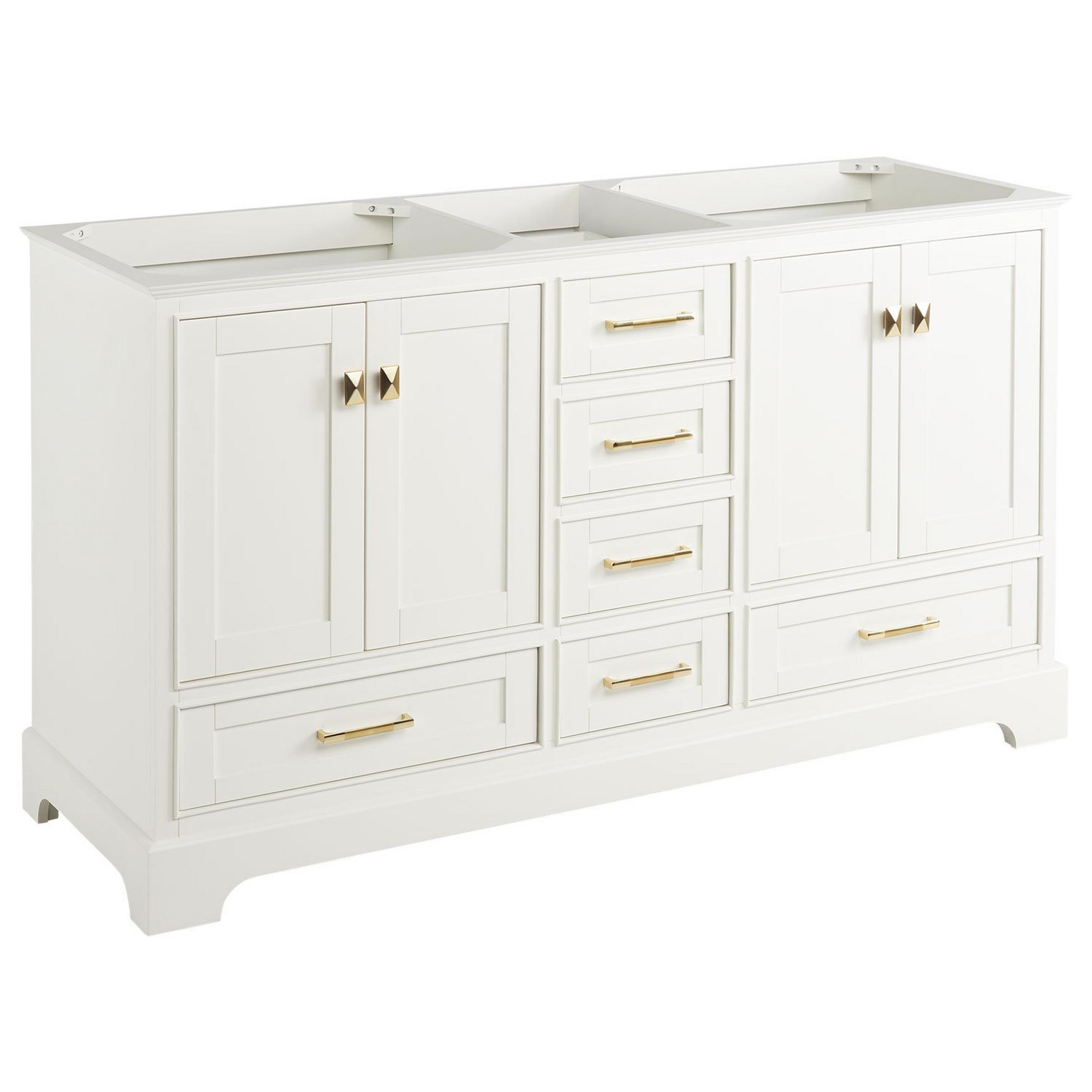 60" Quen Double Vanity With Rectangular Undermount Sinks - Soft White ...