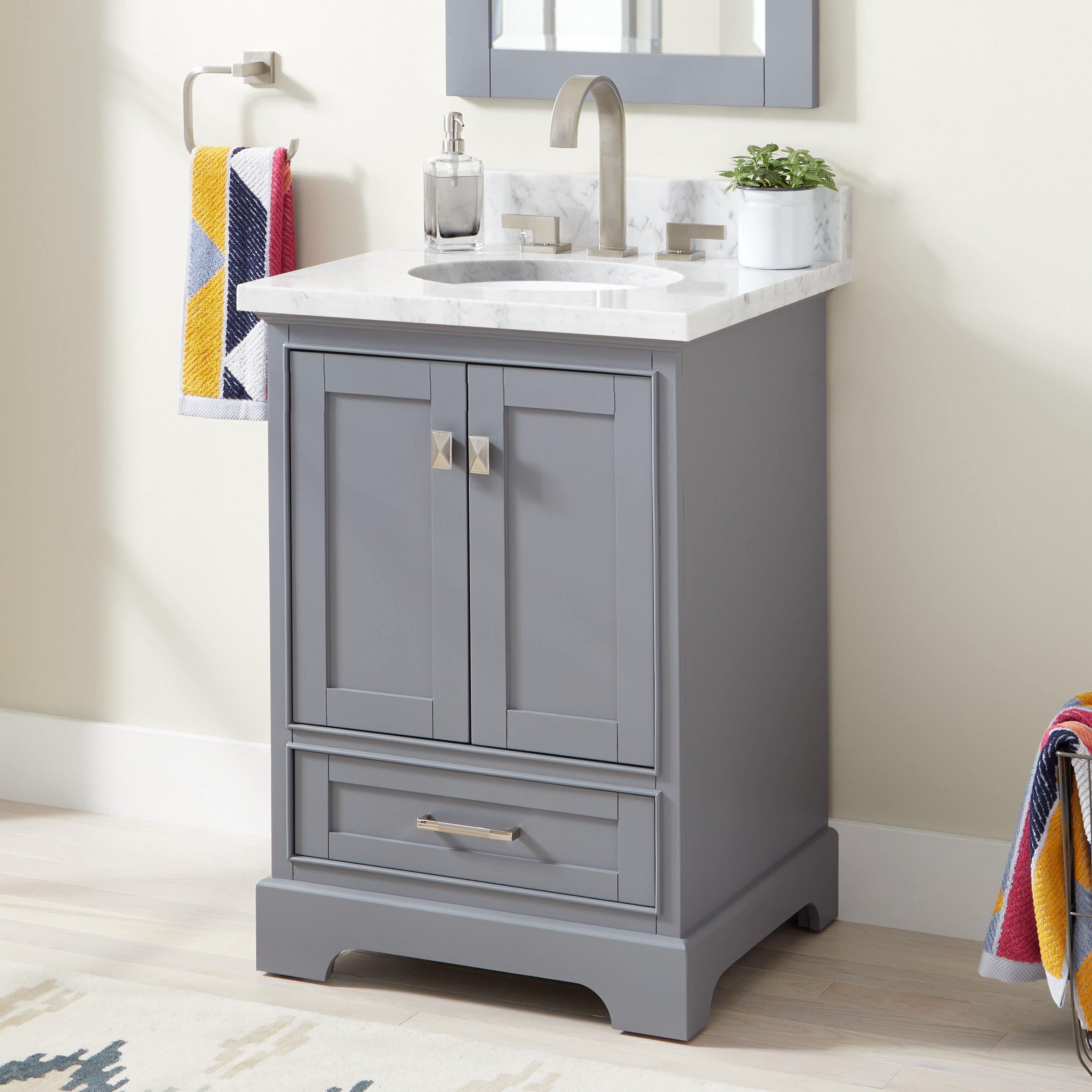24" Quen Vanity With Undermount Sink - Gray | Signature Hardware