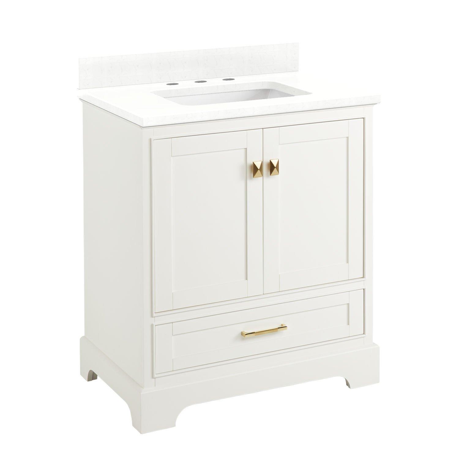 30" Quen Vanity With Rectangular Undermount Sink - Soft White ...