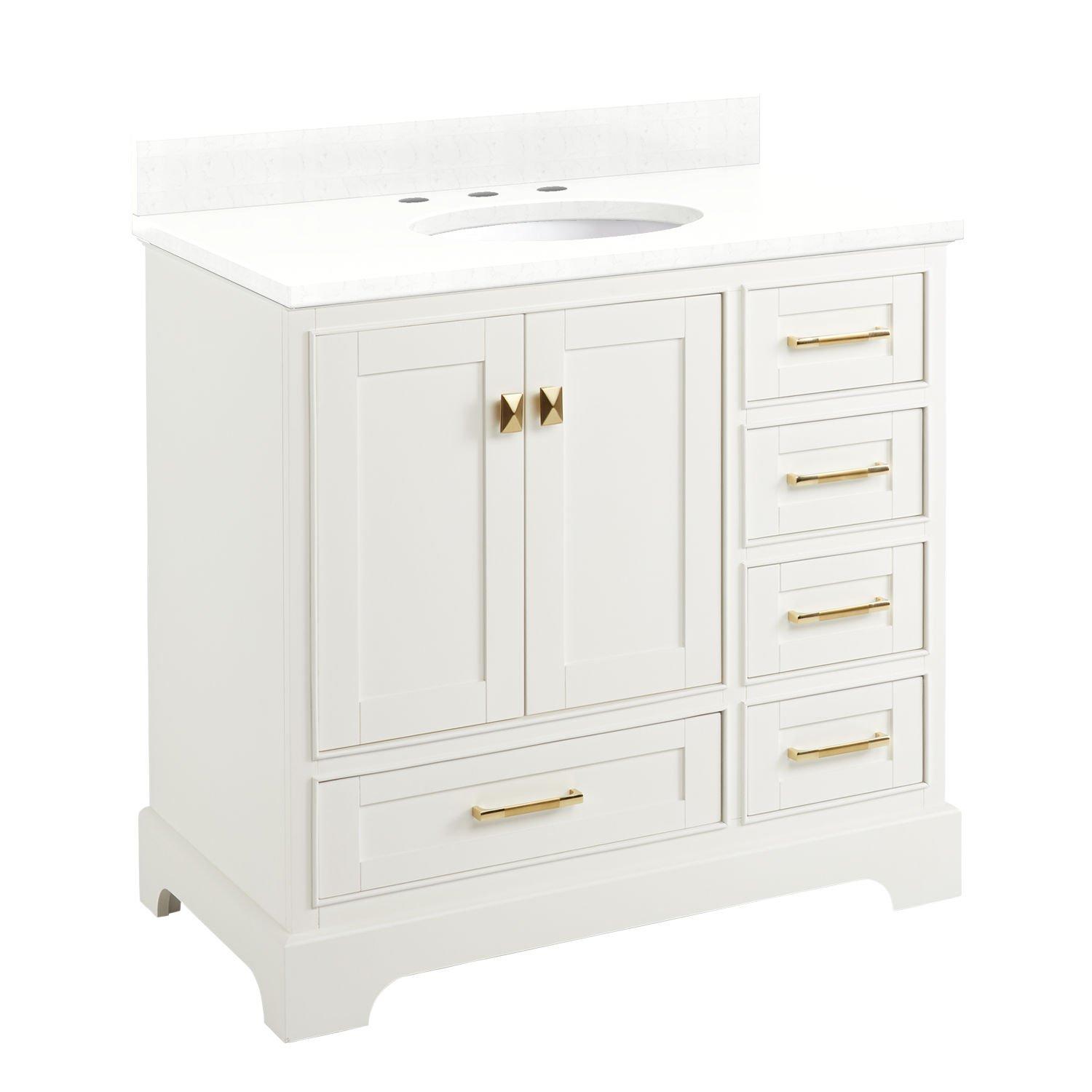 36" Quen Vanity With Undermount Sink - Soft White - Feathered White ...