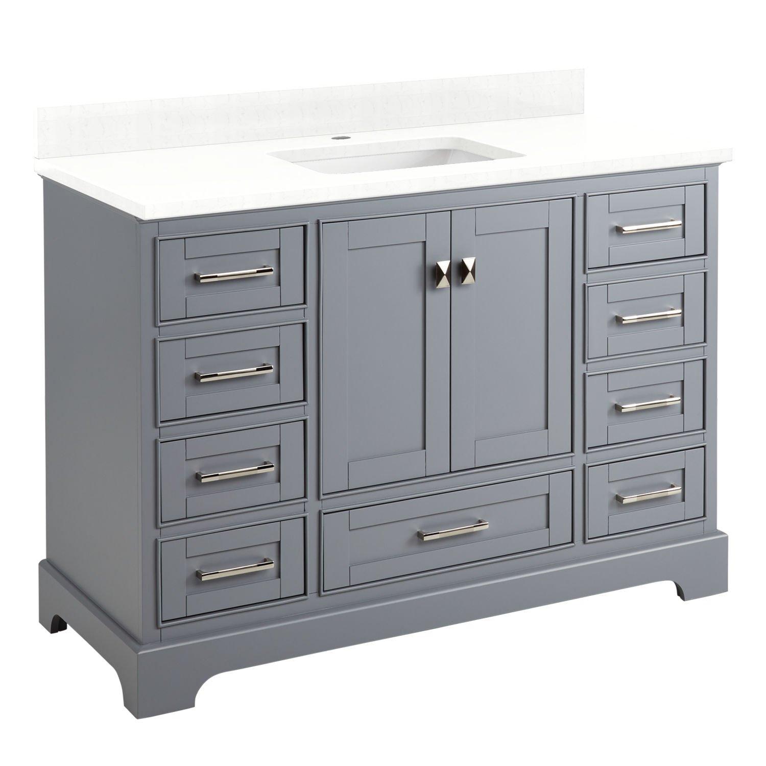 48" Quen Vanity With Rectangular Undermount Sink - Gray - Feathered ...