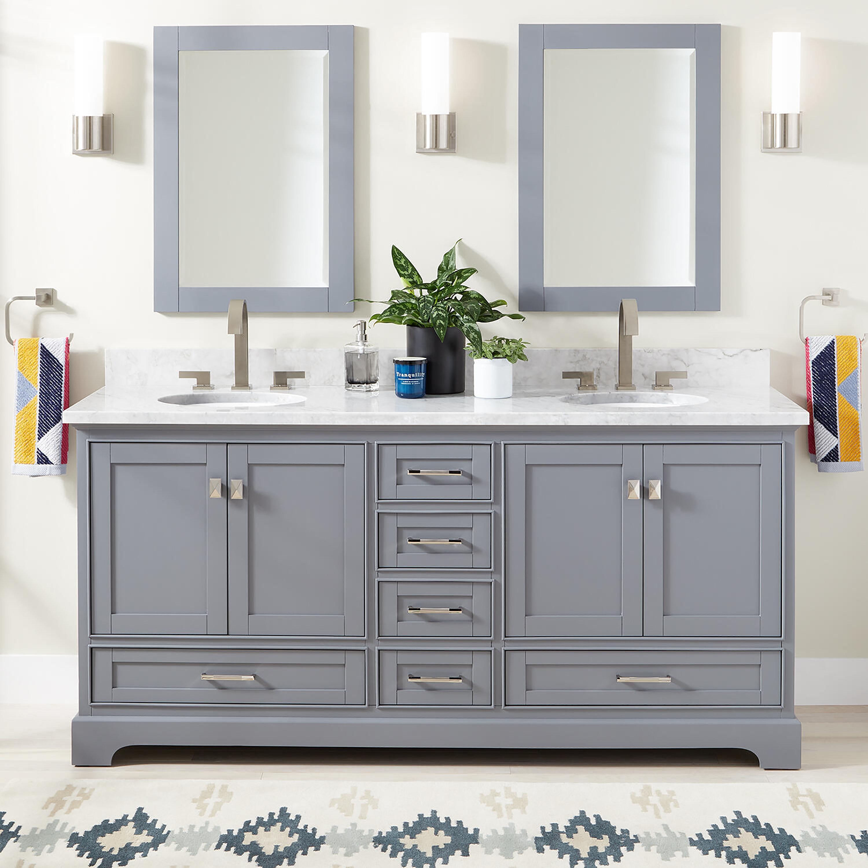 60" Quen Double Vanity With Undermount Sinks - Gray | Signature Hardware