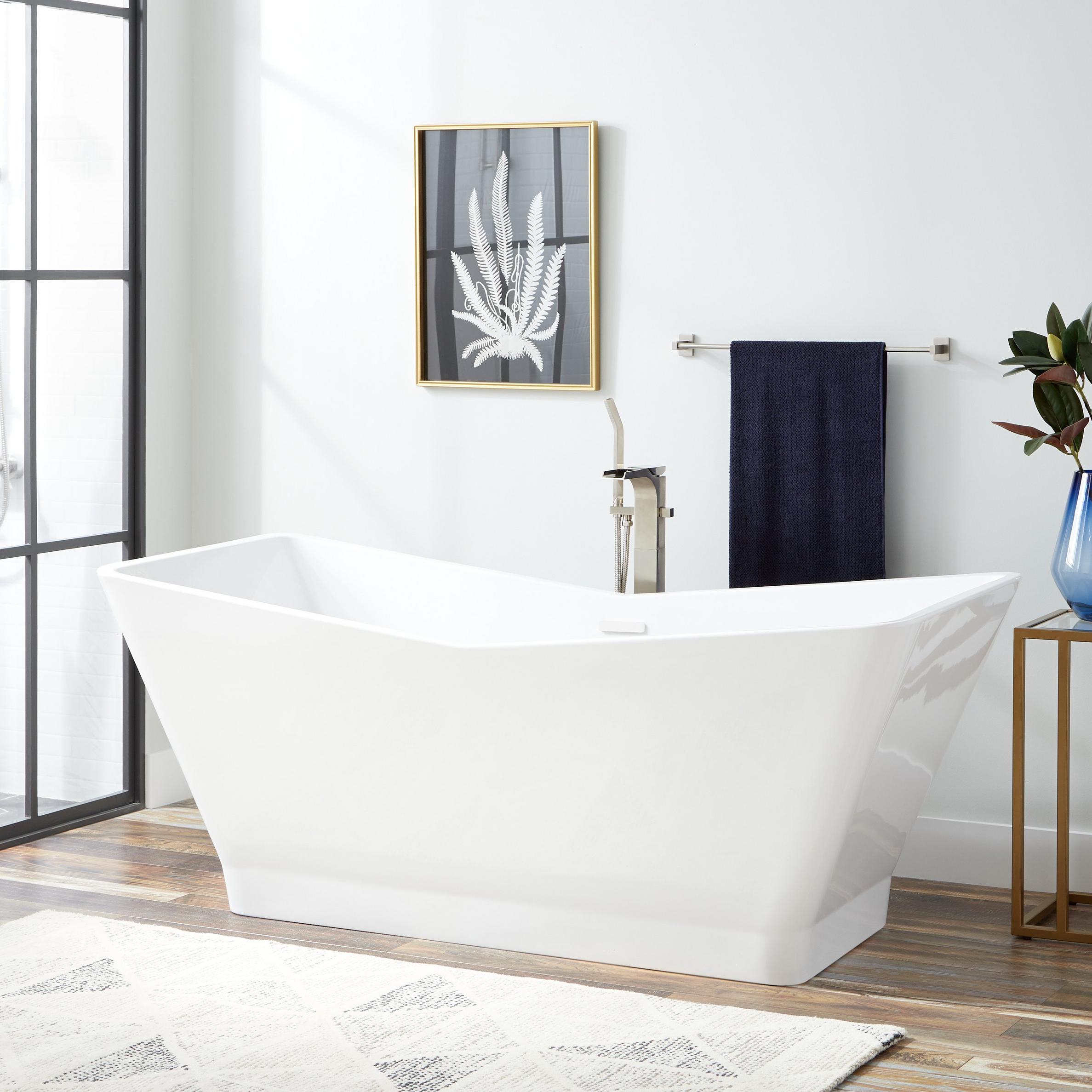 69" Newhaven Acrylic Freestanding Slipper Tub - Trim | Signature Hardware