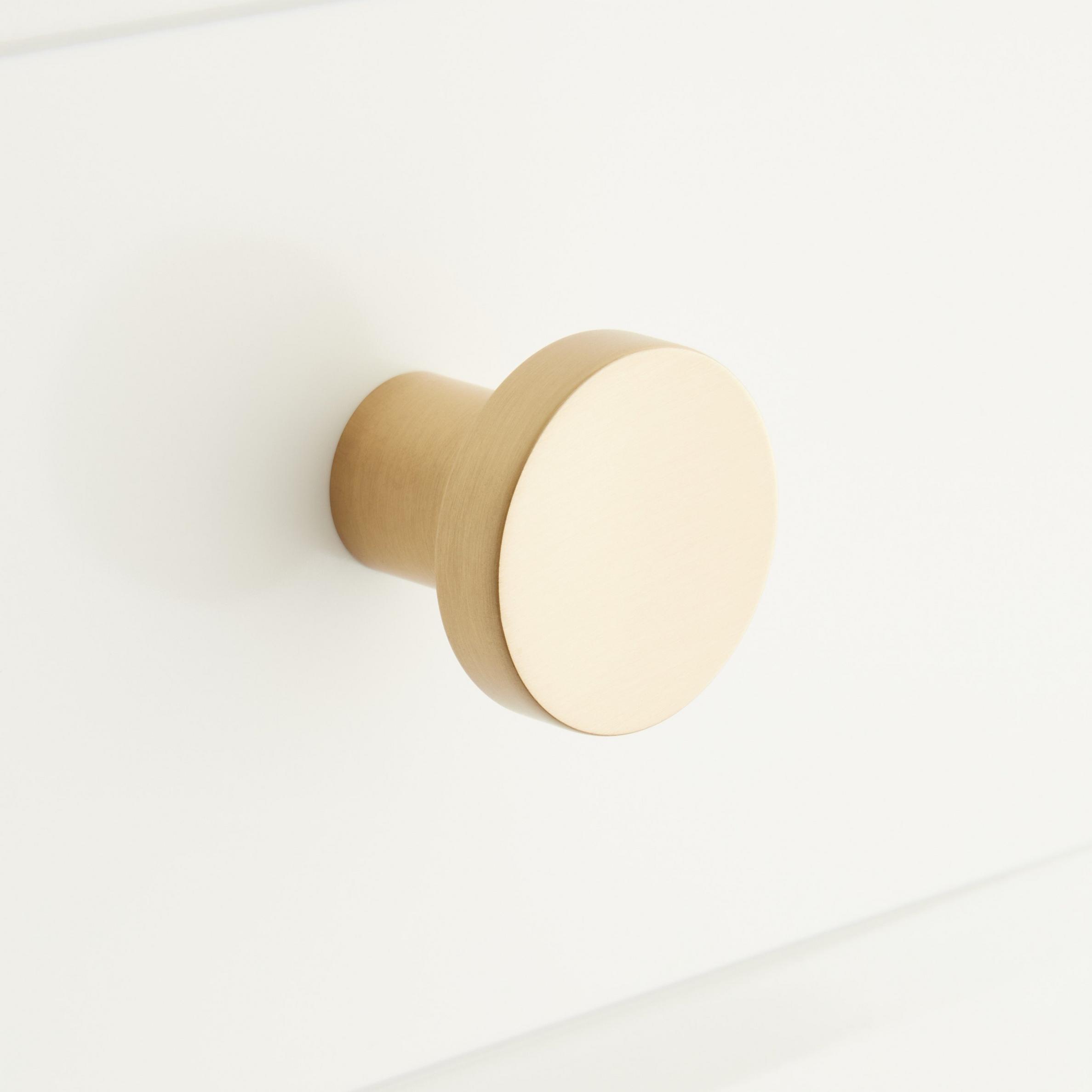 Orvin Brass Flat Round Cabinet Knob - Satin Brass | Signature Hardware