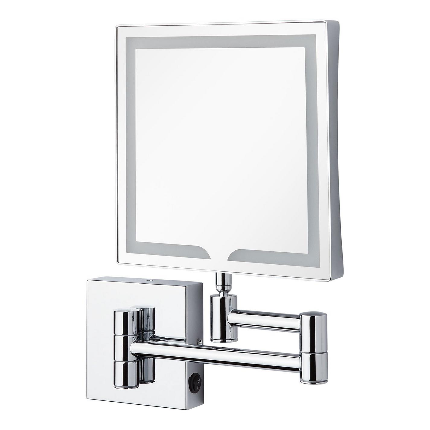 Norabel Magnifying Double-Sided Wall-Mount Lighted Makeup Mirror - Chrome | Signature Hardware