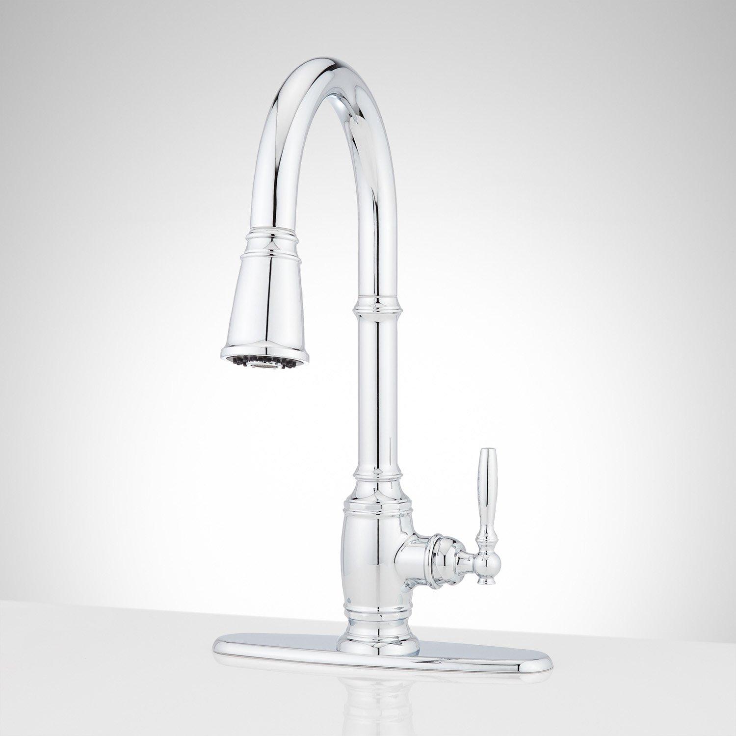 Finnian Pull-Down Kitchen Faucet with Deck Plate - Chrome | Signature ...