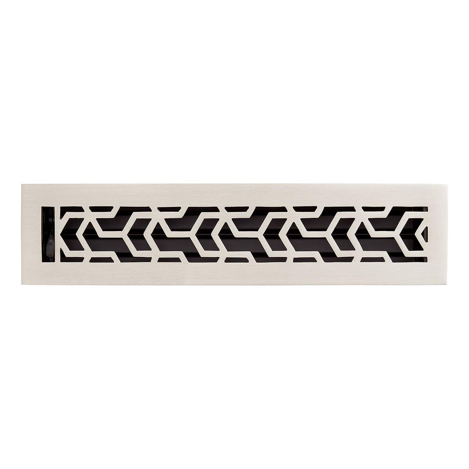 Jastrow Brass Floor/Wall Register - Brushed Nickel - 2-1/4" x 14" (3-1/ ...