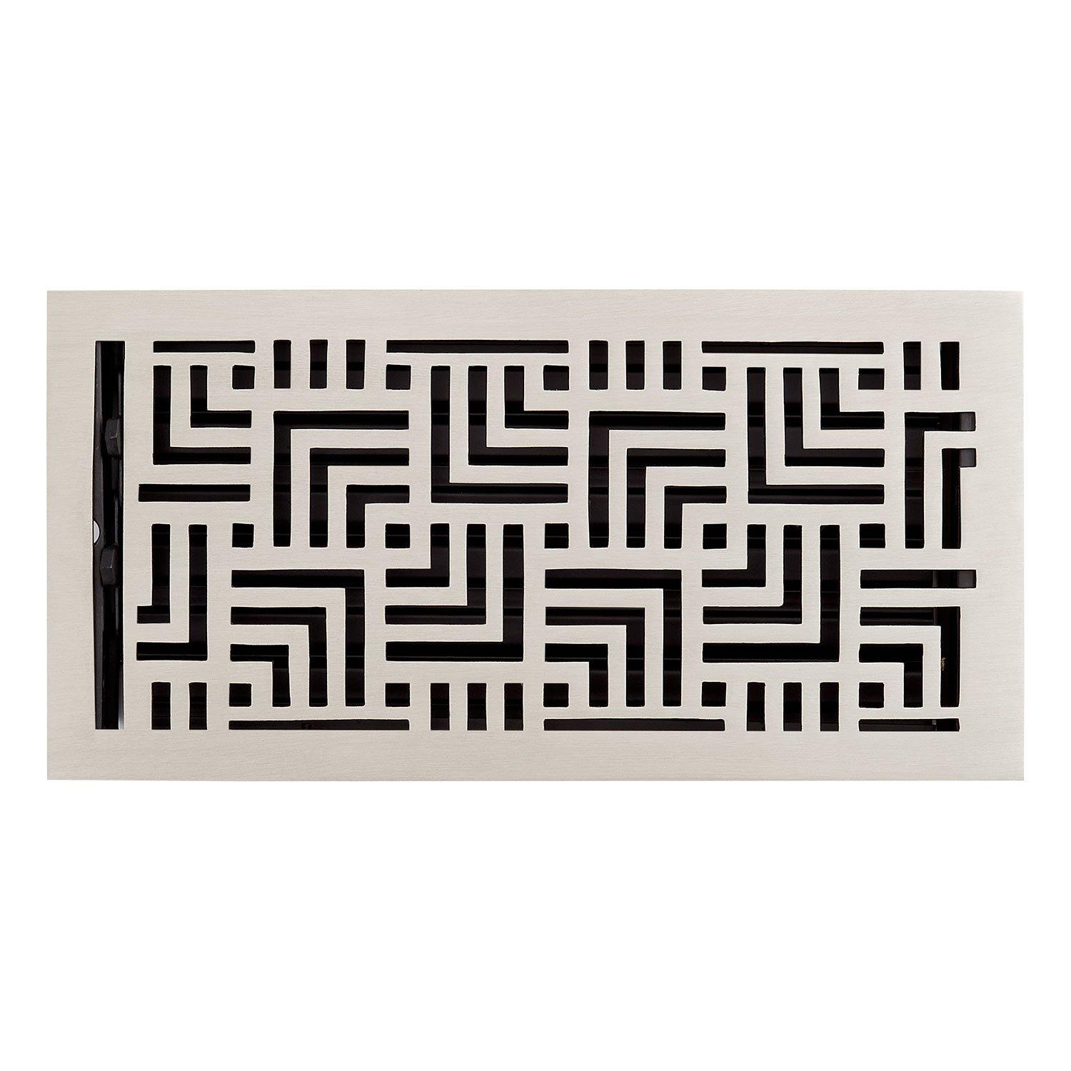 Astoria Brass Floor Register - Brushed Nickel - 6" x 10" (6-5/8" x 11-1 ...