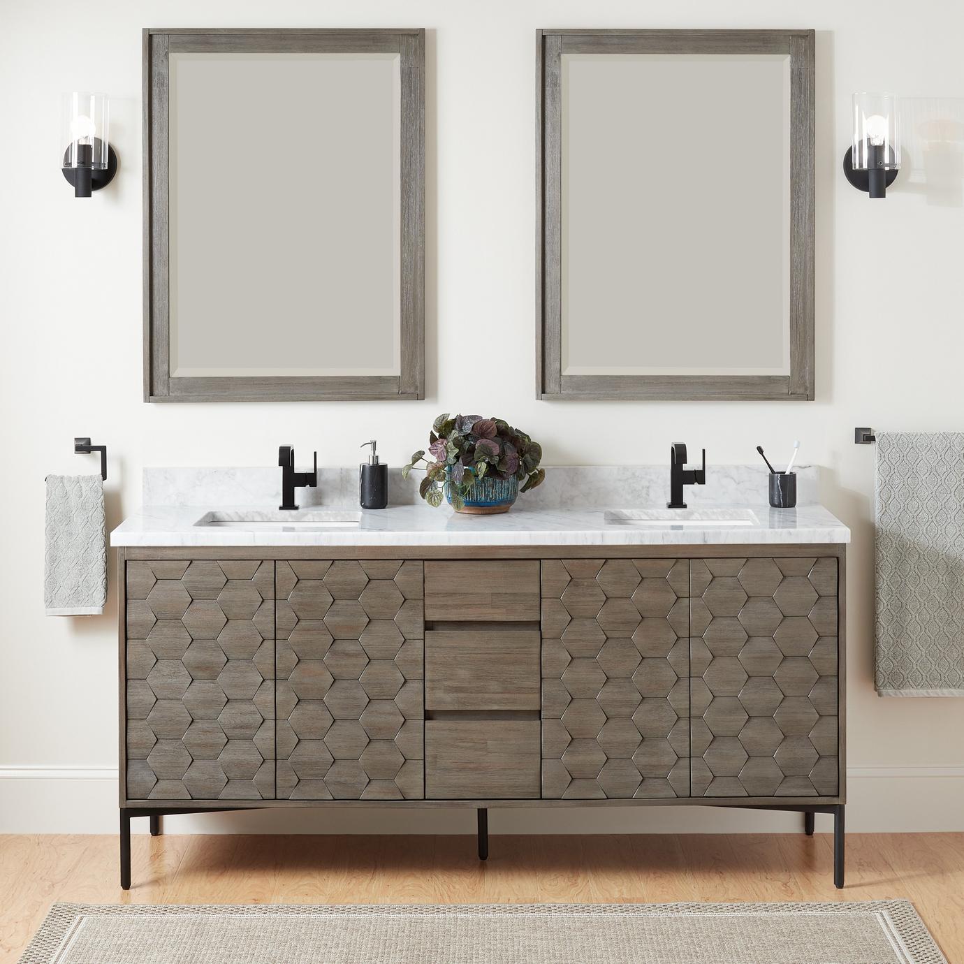 72" Olsen Double Console Vanity for Rectangular Undermount Sinks - Ash ...
