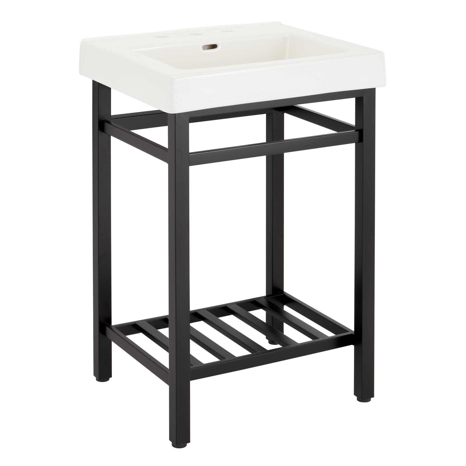 24" Halyard Console Sink With Modern Top - 8" Widespread - Matte Black ...