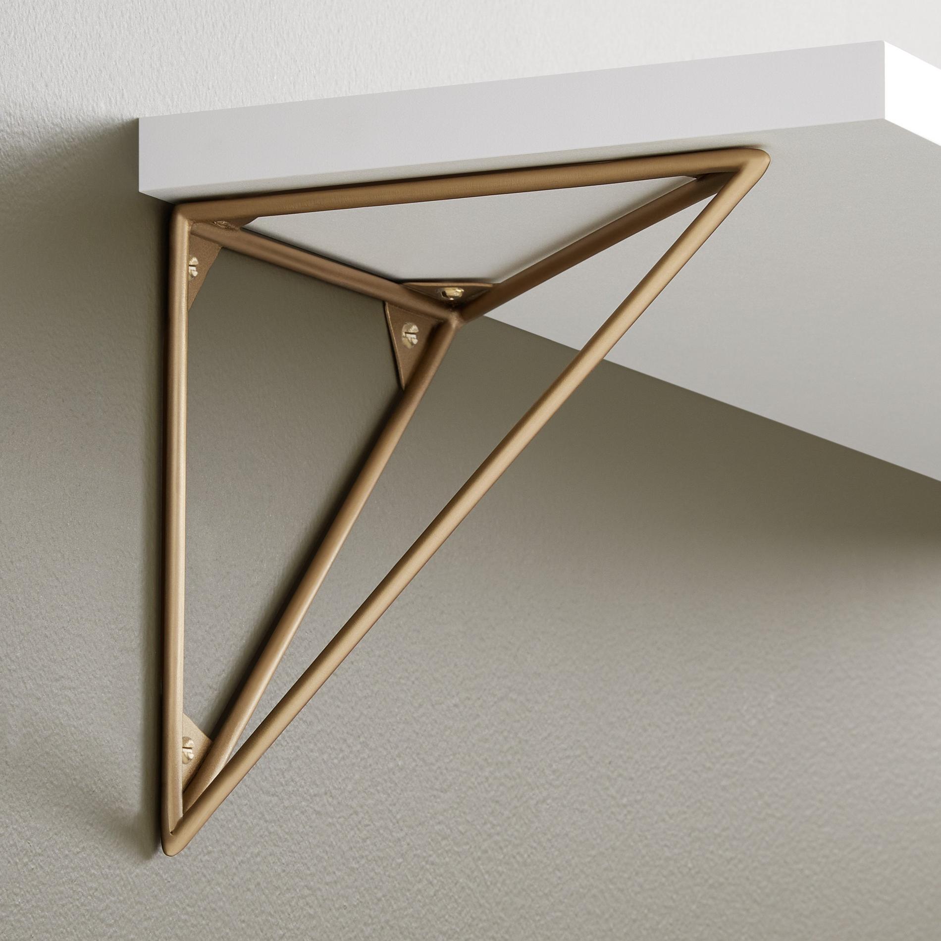 Terza Brass Shelf Brackets - Satin Brass | Signature Hardware