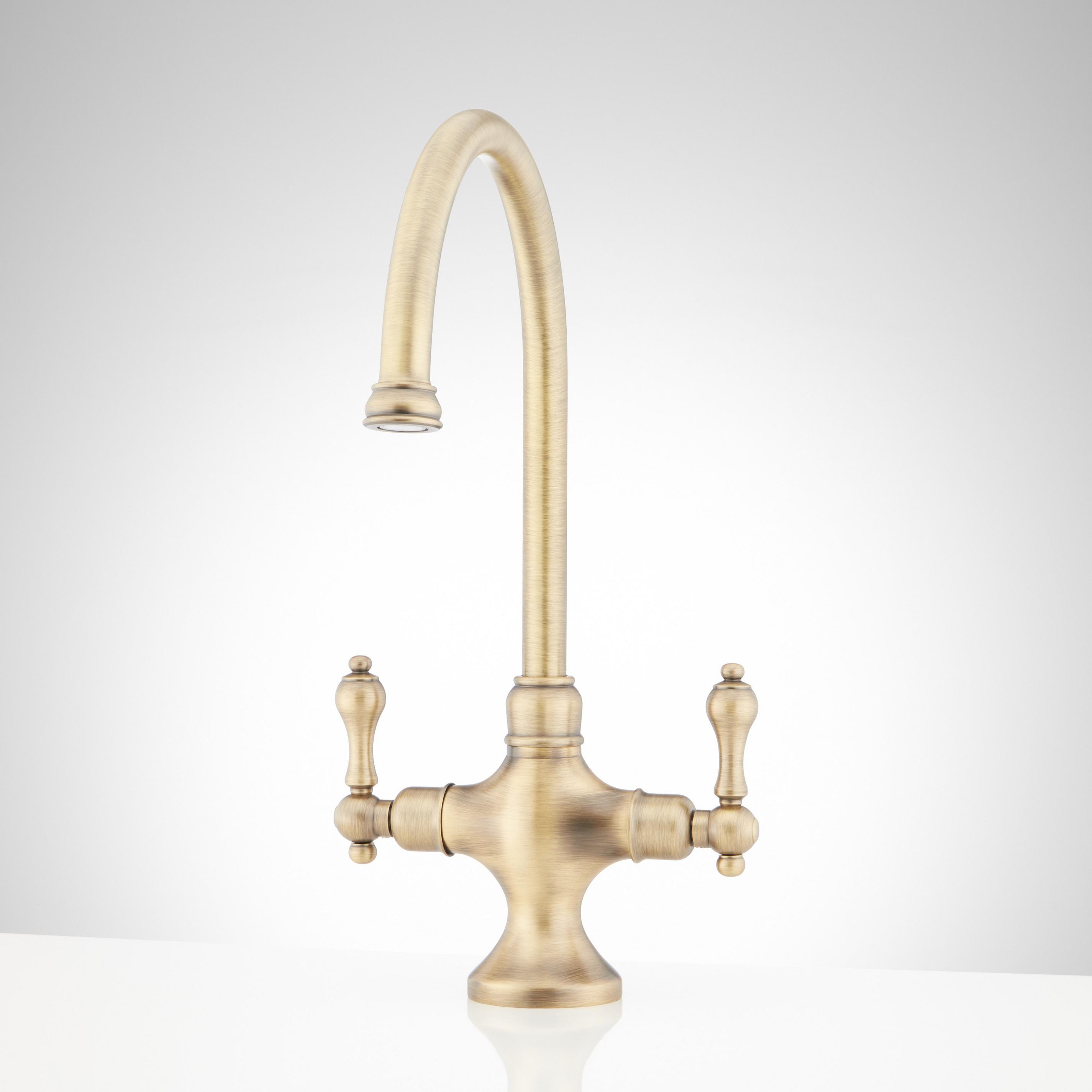 Isabel Single-Hole Gooseneck Bar Faucet - Aged Brass | Signature Hardware