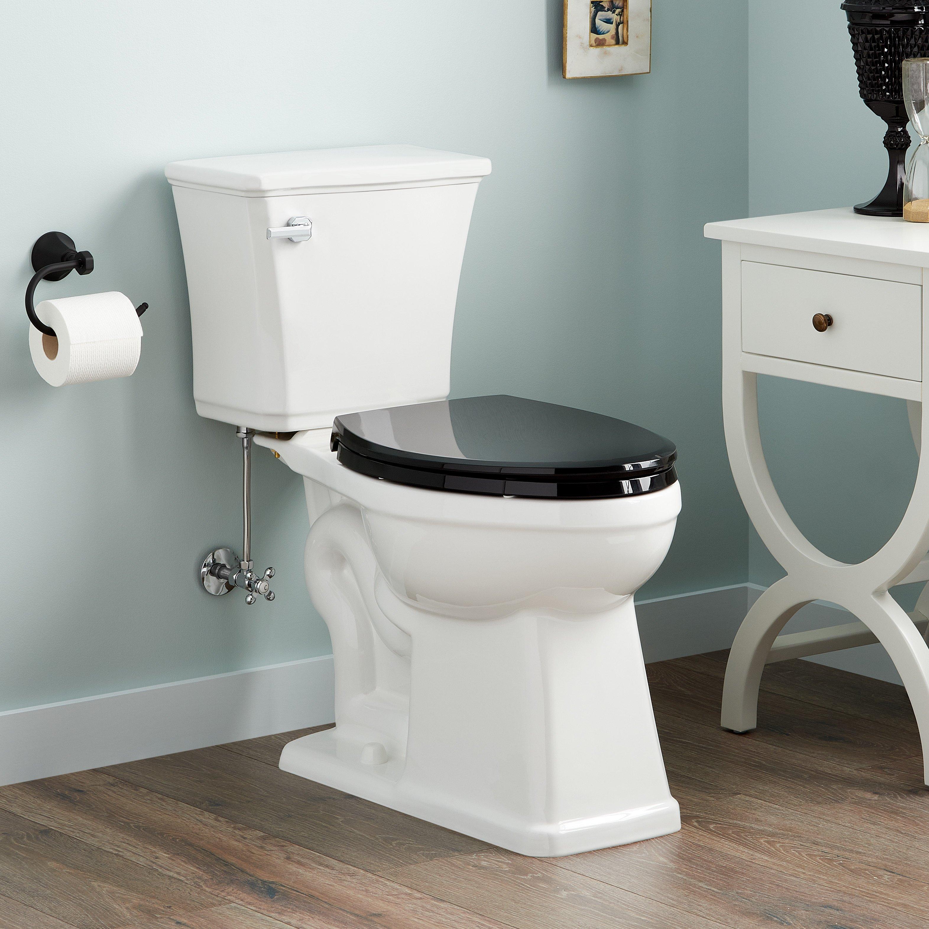 Benbrook Two-Piece Elongated Toilet With Heavy Duty Black Seat - Chrome ...