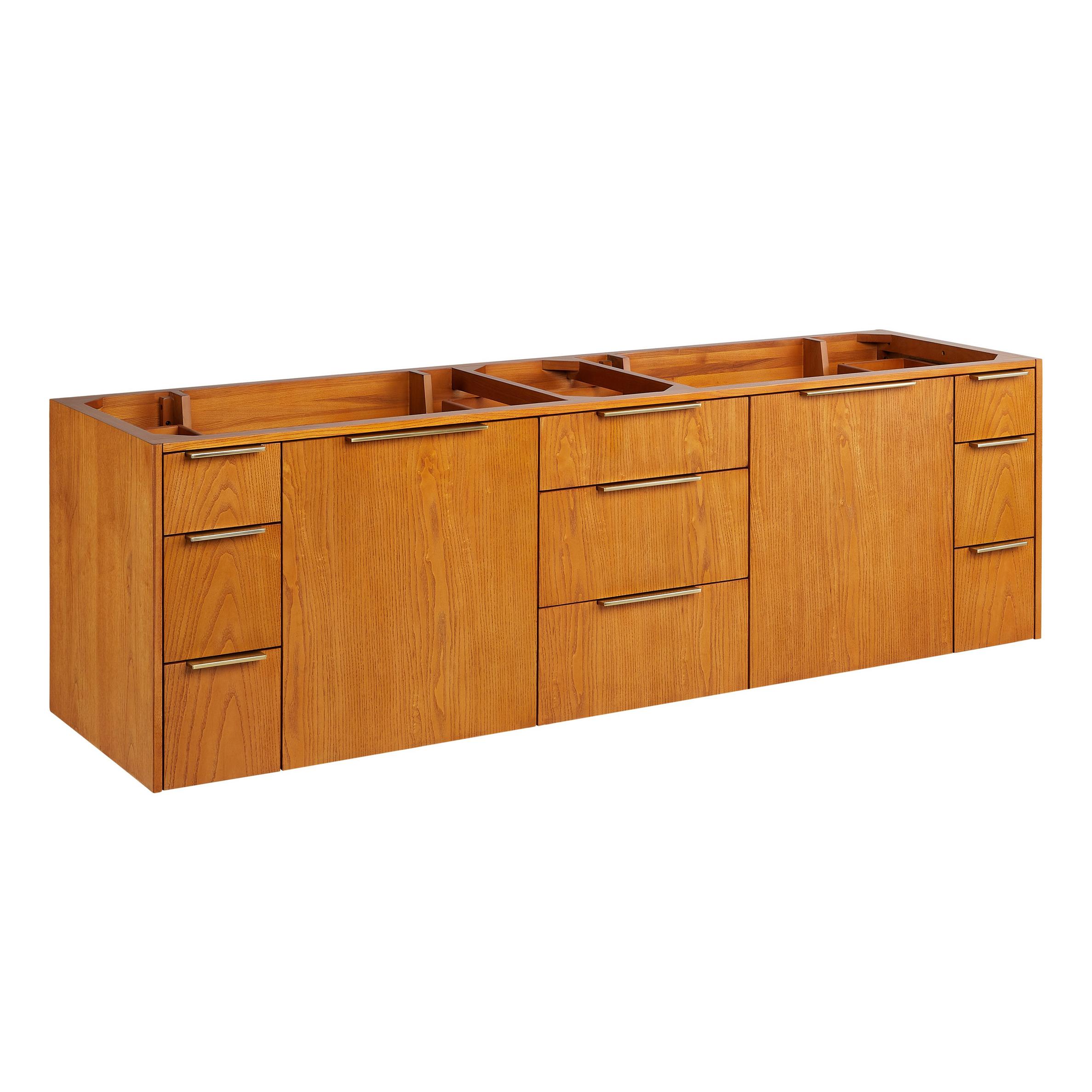 72" Dita Wall-Mount Double Vanity - Honey Oak - Vanity Cabinet Only ...