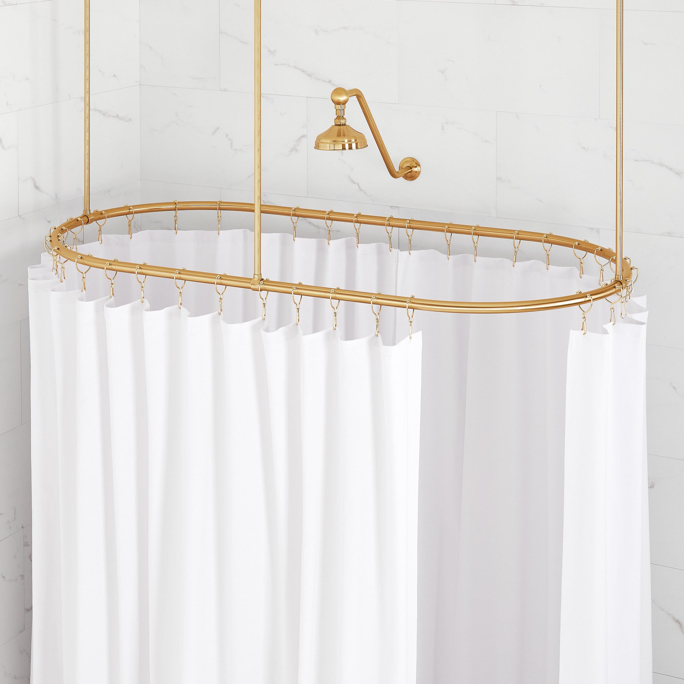 30" X 60" Oval Brass Shower Ring and Ceiling Supports - Brushed Gold ...