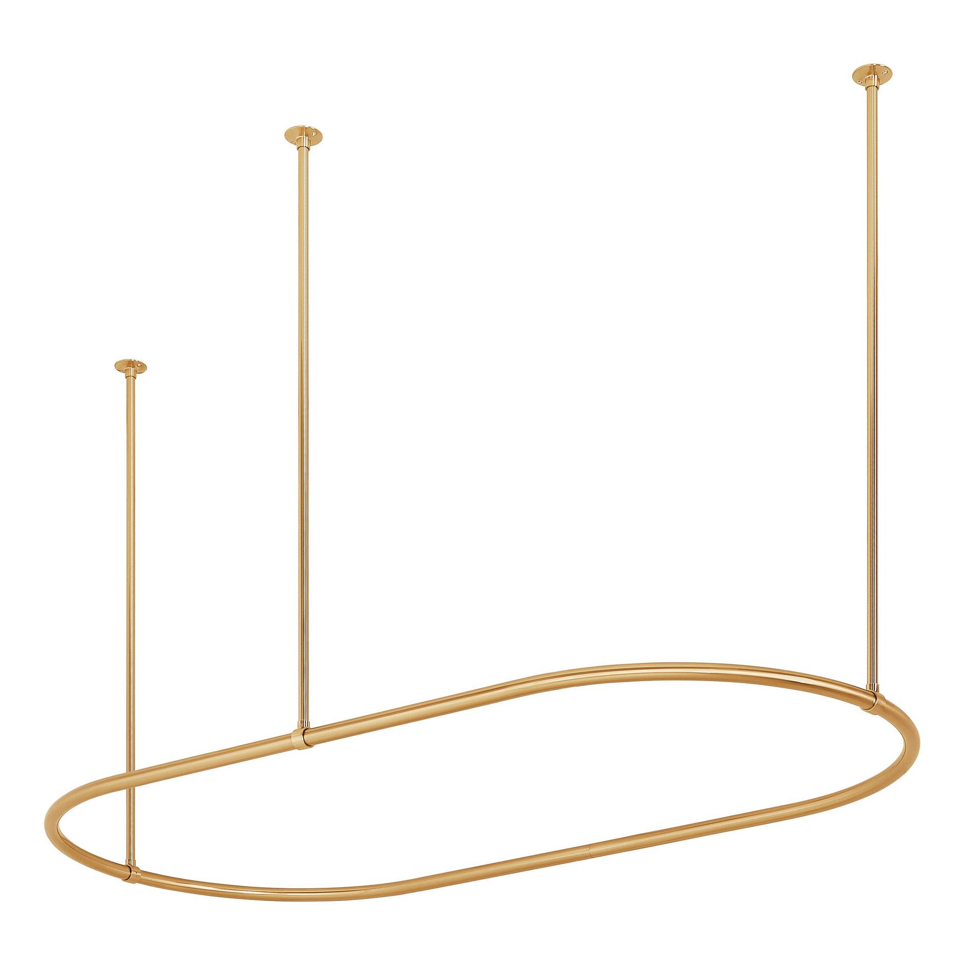 30" X 60" Oval Brass Shower Ring and Ceiling Supports - Brushed Gold ...
