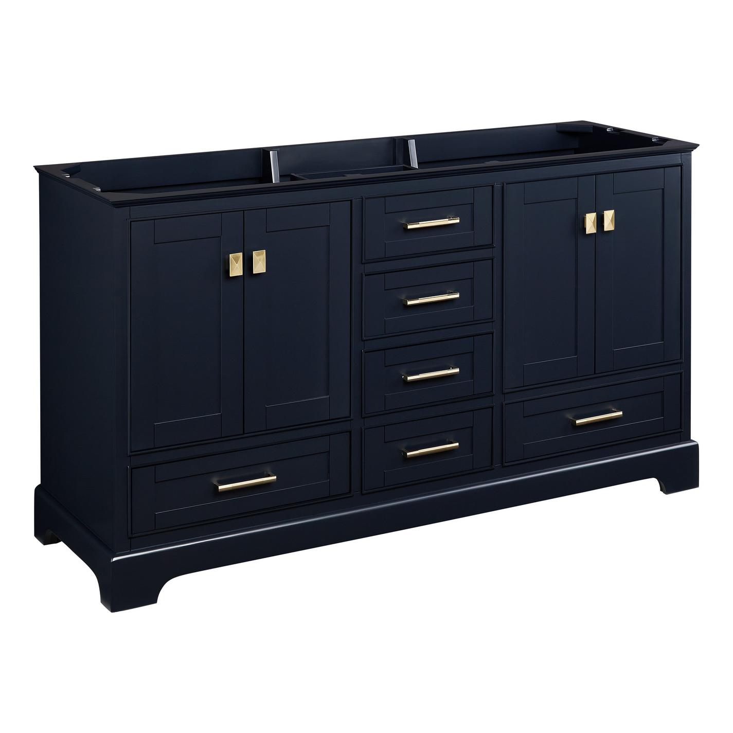 60" Quen Double Vanity With Undermount Sinks - Midnight Navy Blue ...