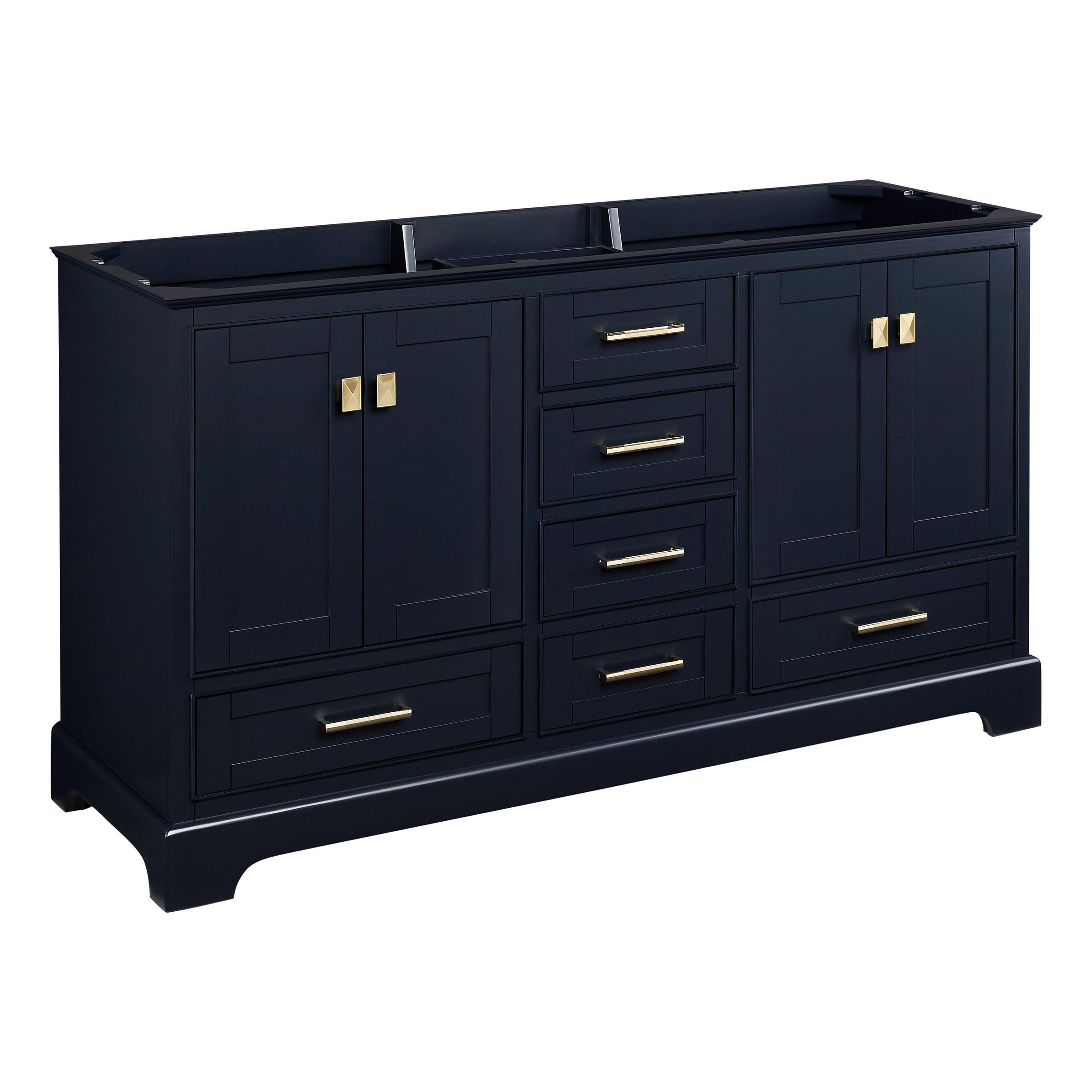 60" Quen Double Vanity With Rectangular Undermount Sinks - Midnight ...