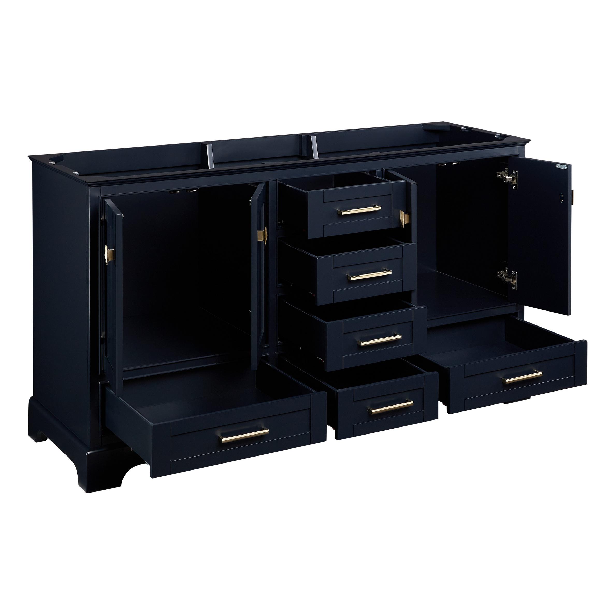 60" Quen Double Vanity With Rectangular Undermount Sinks - Midnight ...