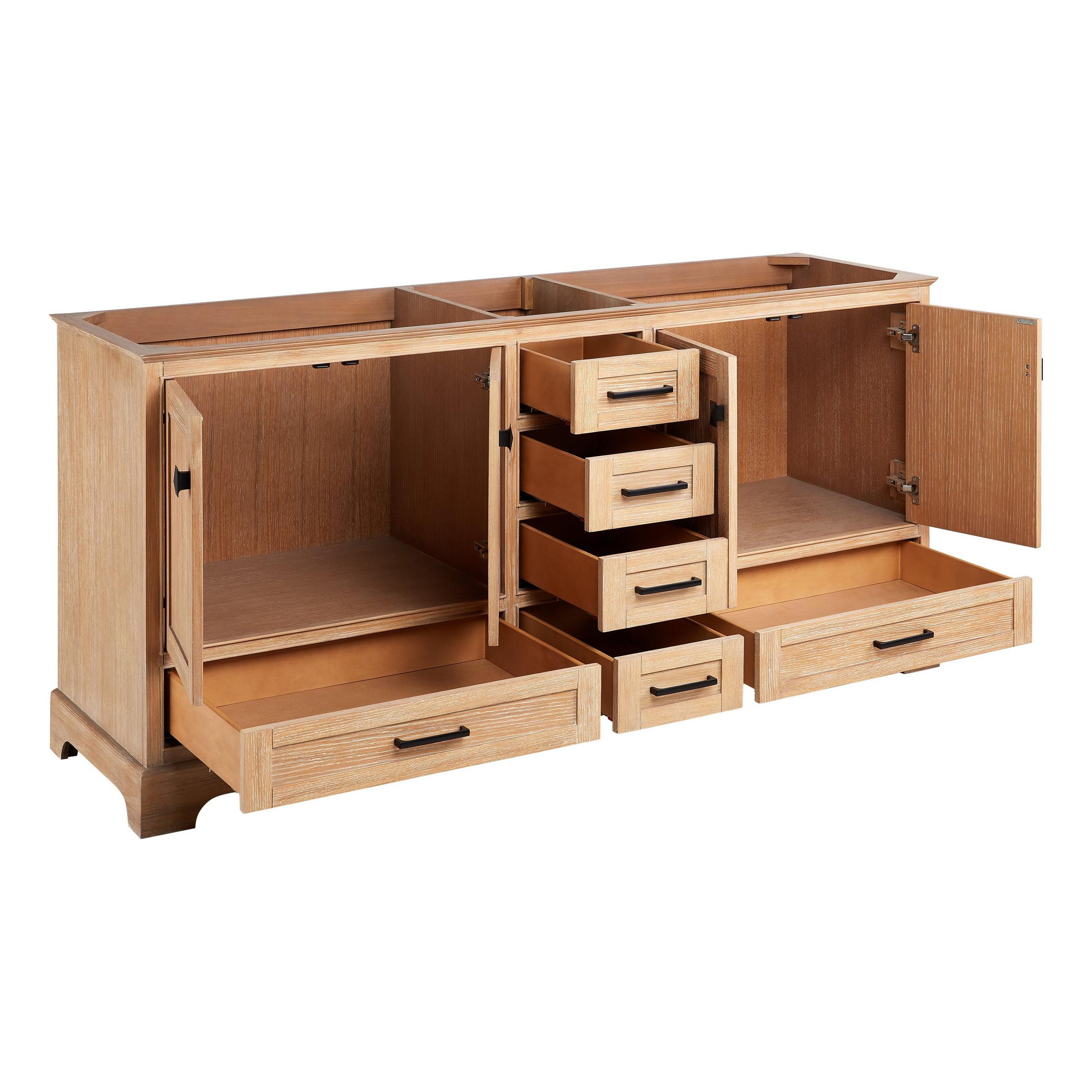 72" Quen Double Vanity With Undermount Sinks - Driftwood Brown ...