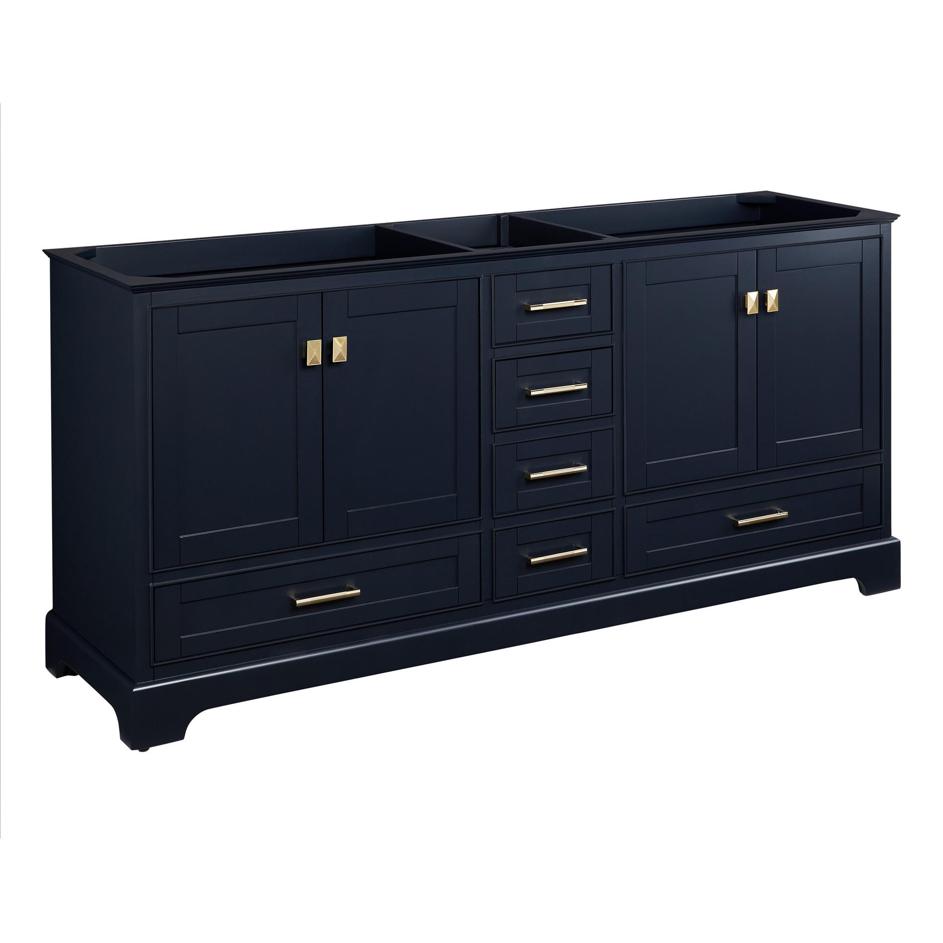 72" Quen Double Vanity With Rectangular Undermount Sinks - Midnight ...