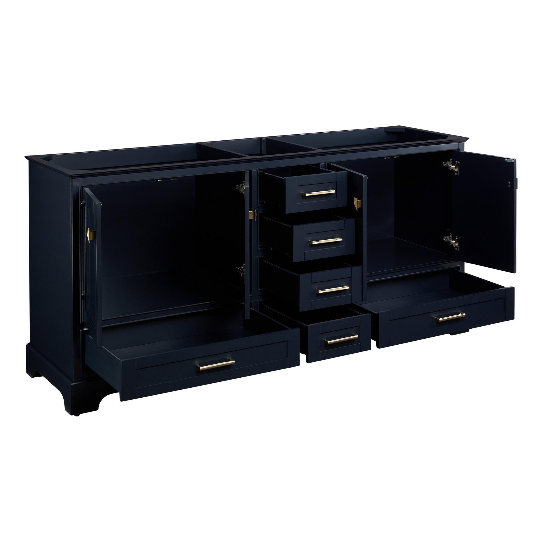 72" Quen Double Vanity With Rectangular Undermount Sinks - Midnight ...