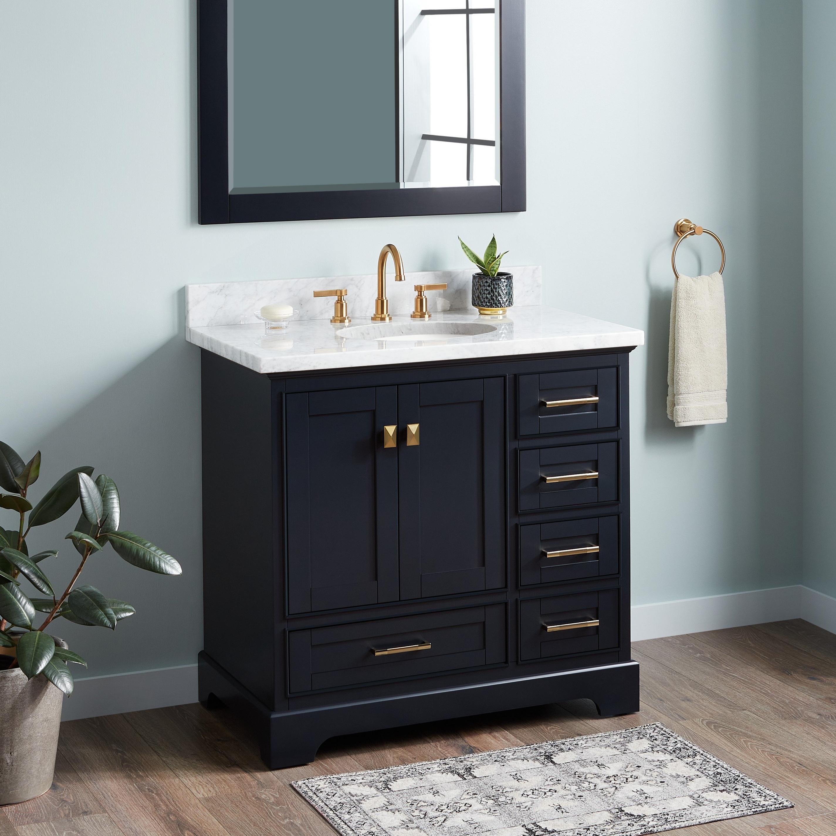 36" Quen Vanity With Undermount Sink - Midnight Navy Blue | Signature ...