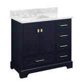 36" Quen Vanity With Left Offset Rect Undermount Sink - Midnight Navy ...