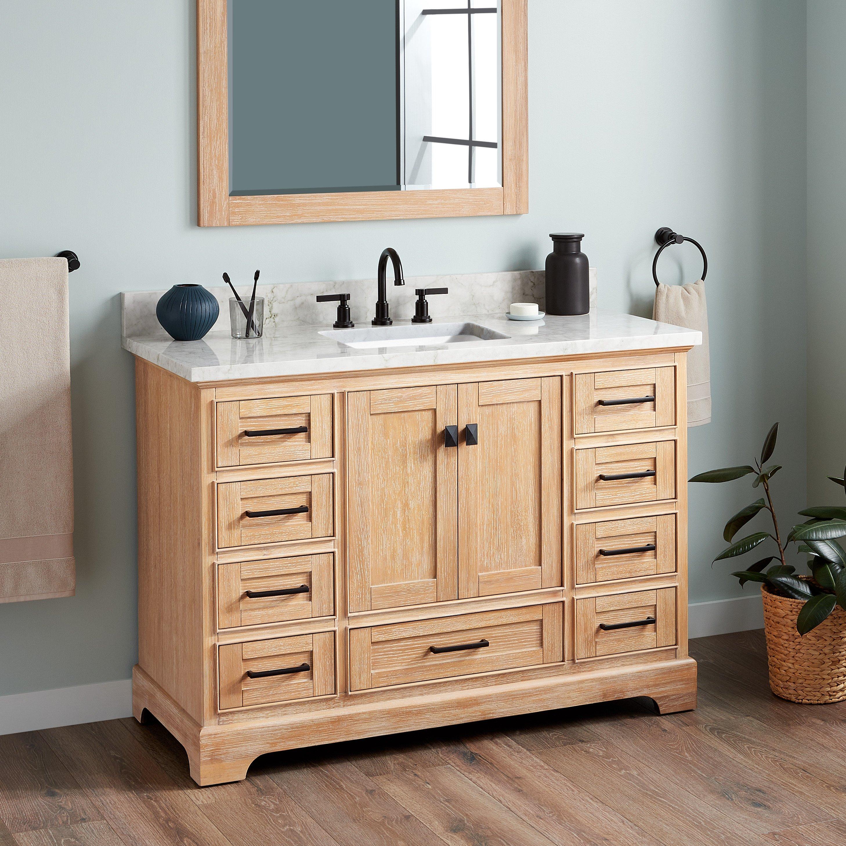 48" Quen Vanity With Rectangular Undermount Sink - Driftwood Brown ...