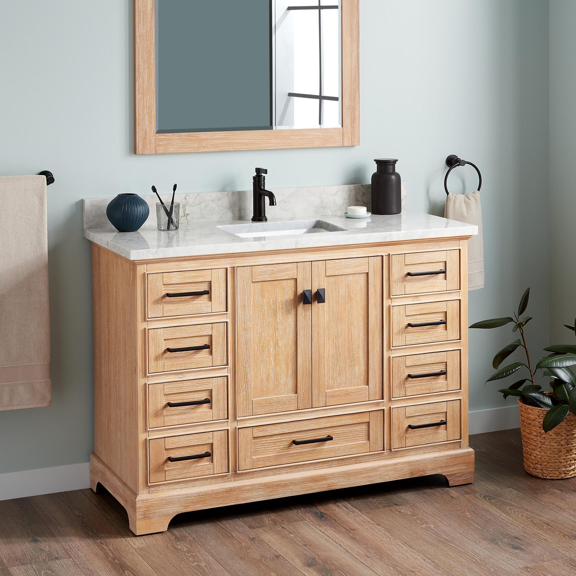 48" Quen Vanity With Rectangular Undermount Sink - Driftwood Brown ...