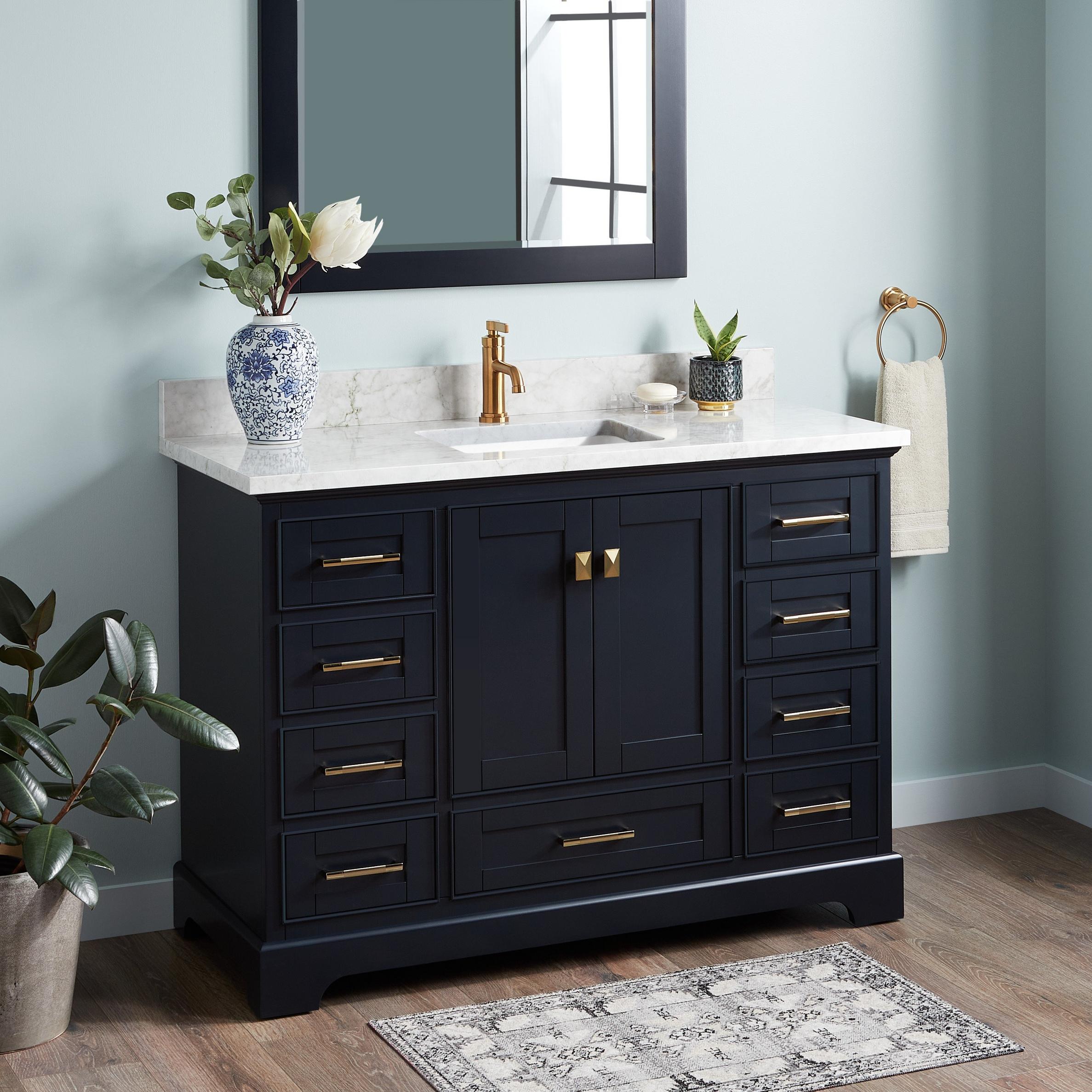 48" Quen Vanity With Rectangular Undermount Sink - Midnight Navy Blue ...