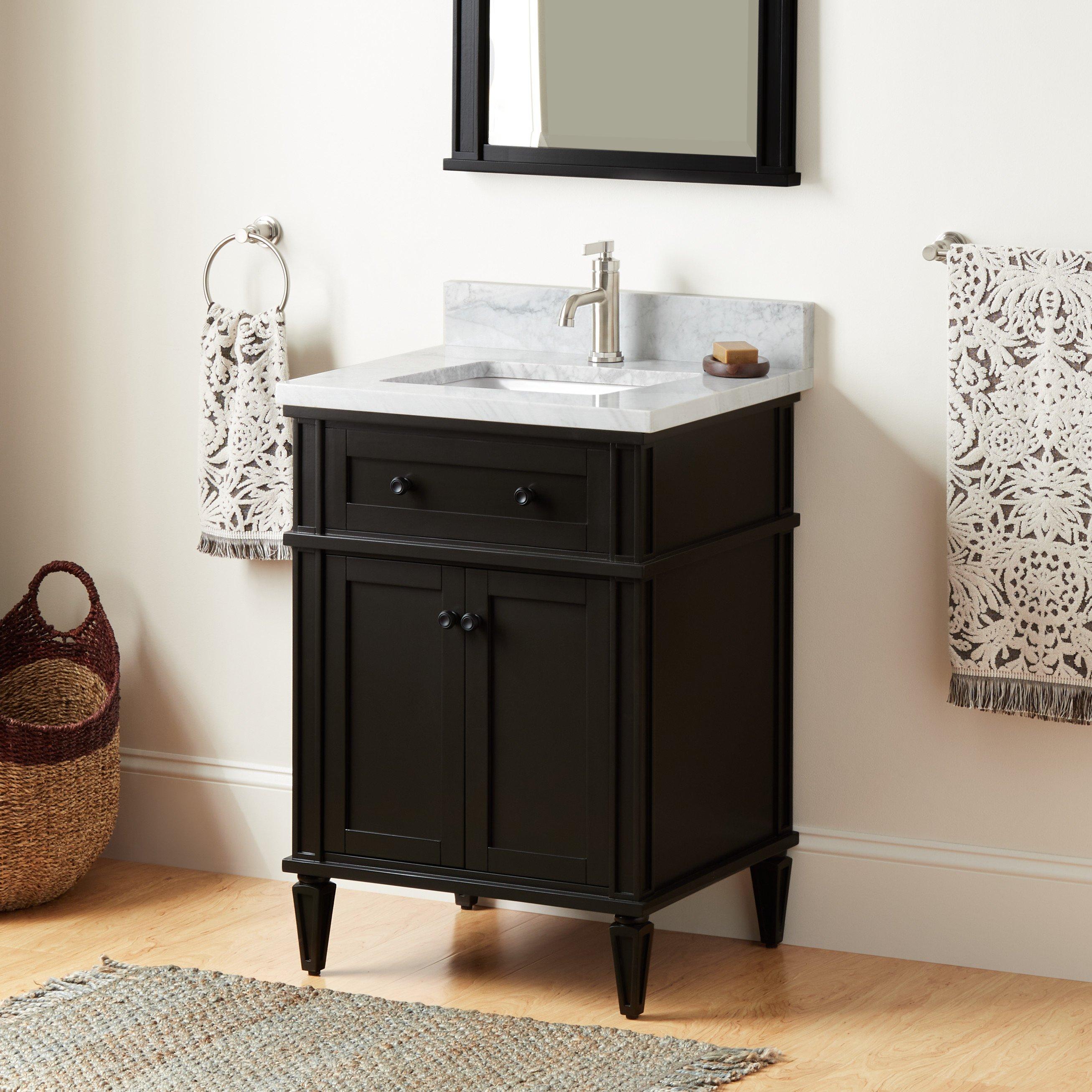 24 Elmdale Vanity with Rectangular Undermount Sink Charcoal Black Signature Hardware