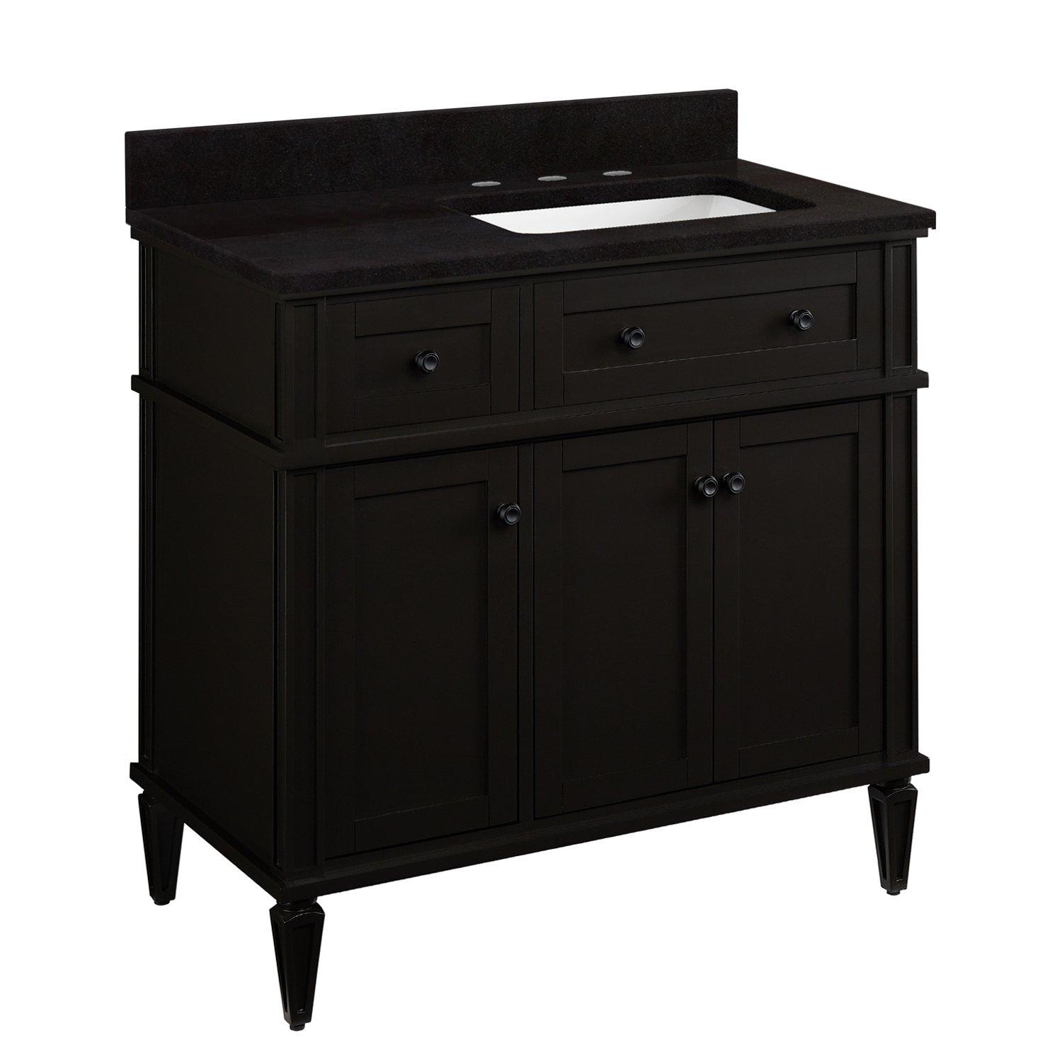 36" Elmdale Vanity for Right Offset Rect Undmnt Sink - Charcoal Black ...
